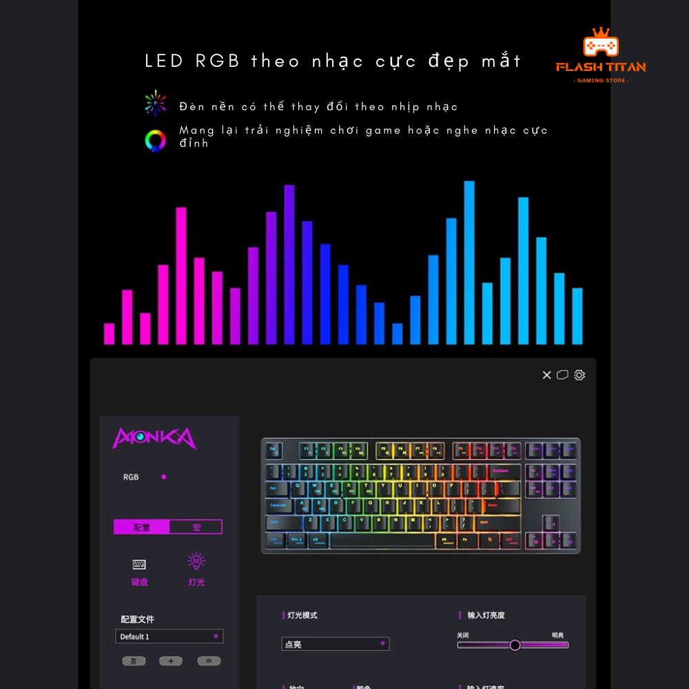 Bàn phím cơ không dây MONKA A87 - trục cơ Switch Linear - Led RGB nhiều ...