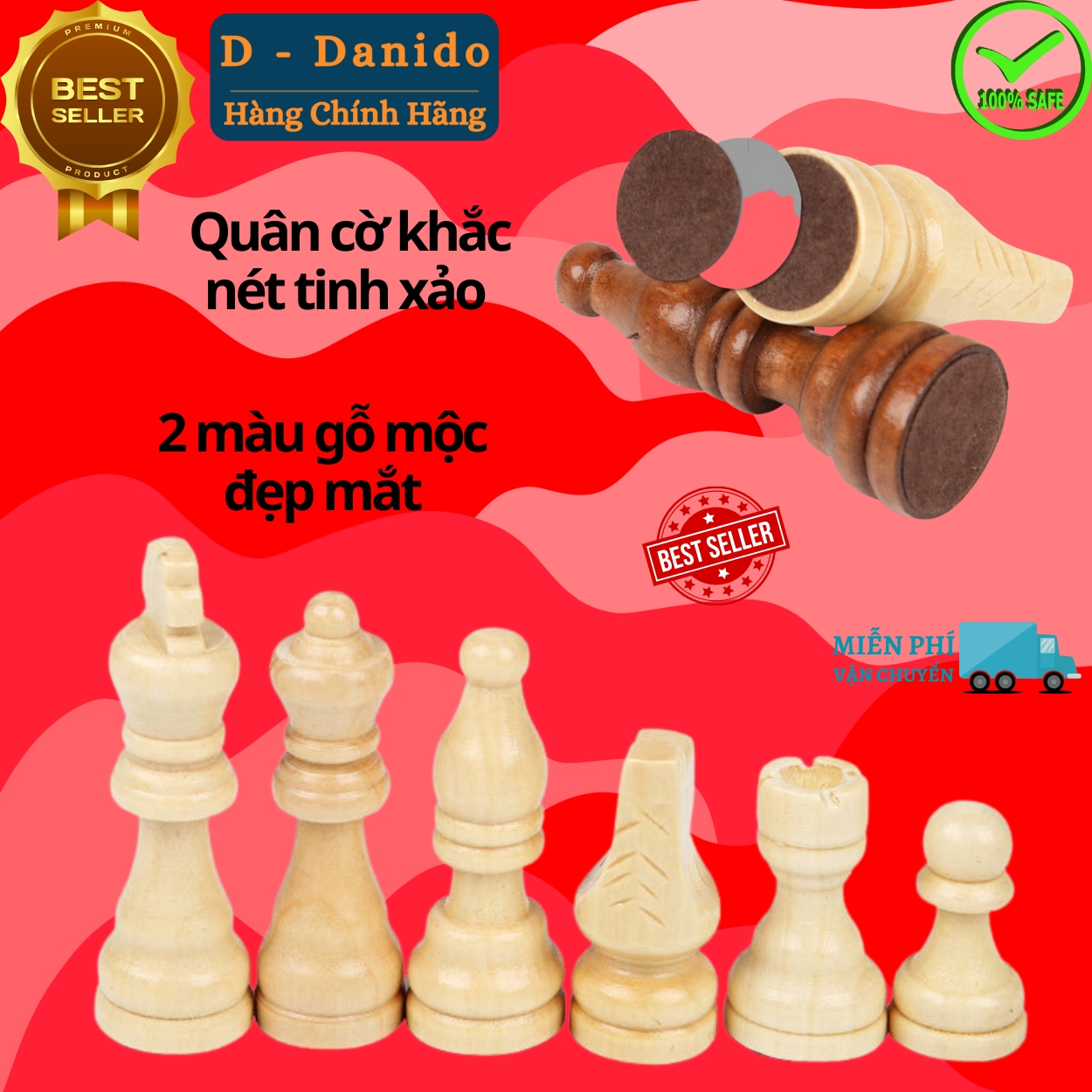 Cờ vua gỗ nam châm cao cấp cỡ cực đại 39x39cm - Bộ cờ vua bằng gỗ tự ...