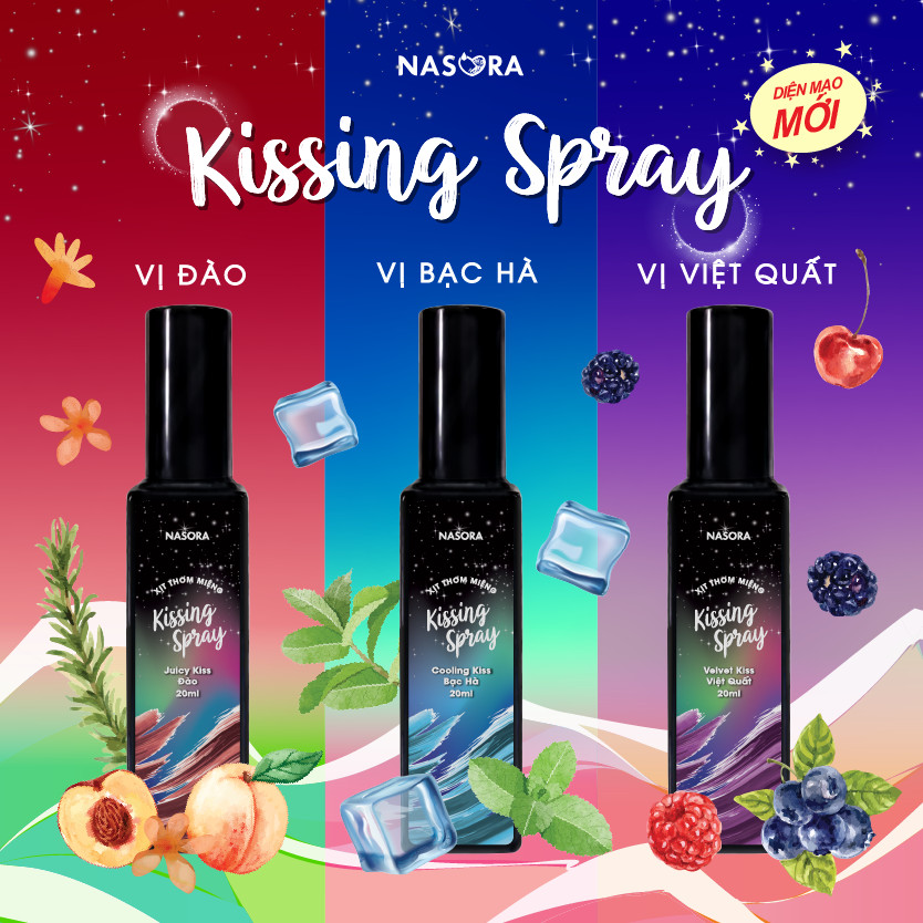 Xịt Thơm Miệng Kissing Spray Nasora 20ml Chai Mới Hương Trái Cây Kẹo ...