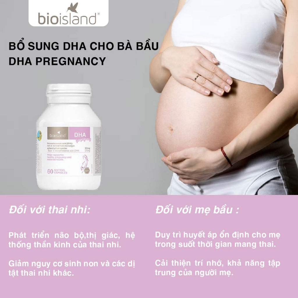 DHA bầu Bioisland For Pregnancy giúp phát triển trí não, bé thông minh, khỏe mạnh 60 viên ...