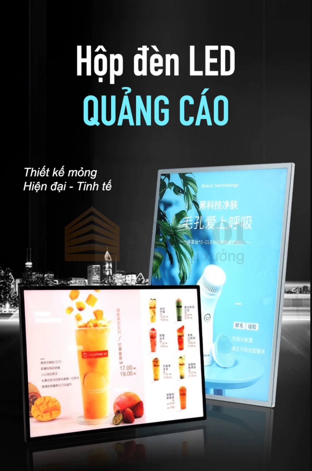 Bảng led quảng cáo mặt kính cường lực, khung tranh điện, menu led siêu ...