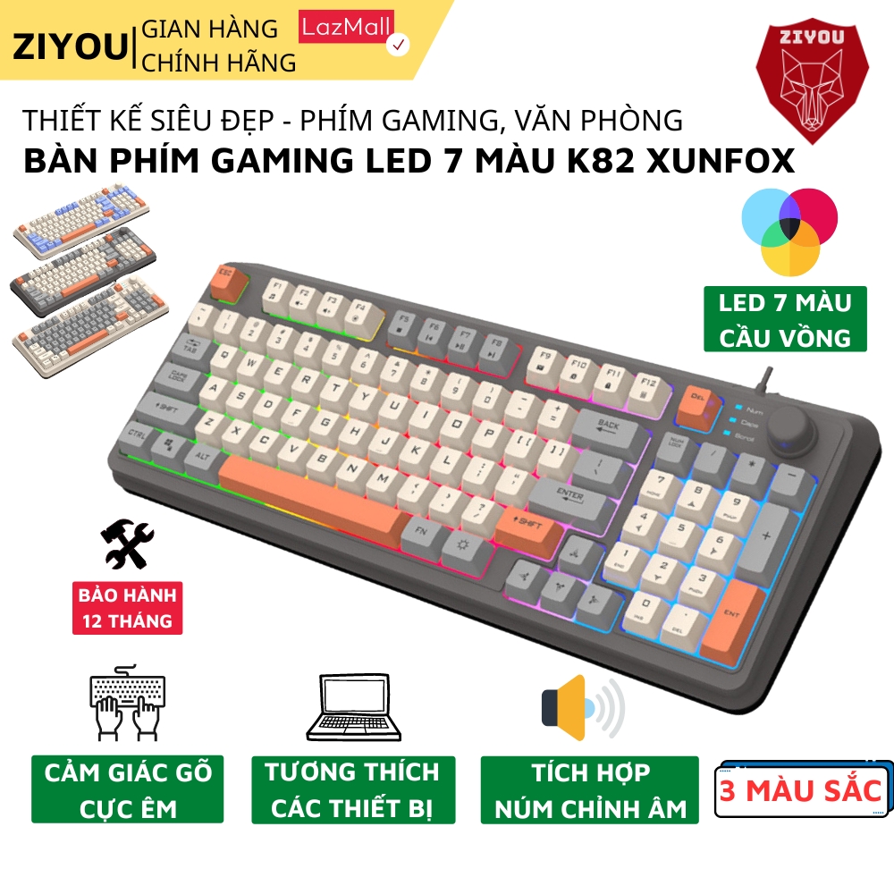 Bàn Phím Máy Tính Giả Cơ Gaming K82 LED LIGHT 7 Màu Cực Đẹp Gõ Cực Đã ...