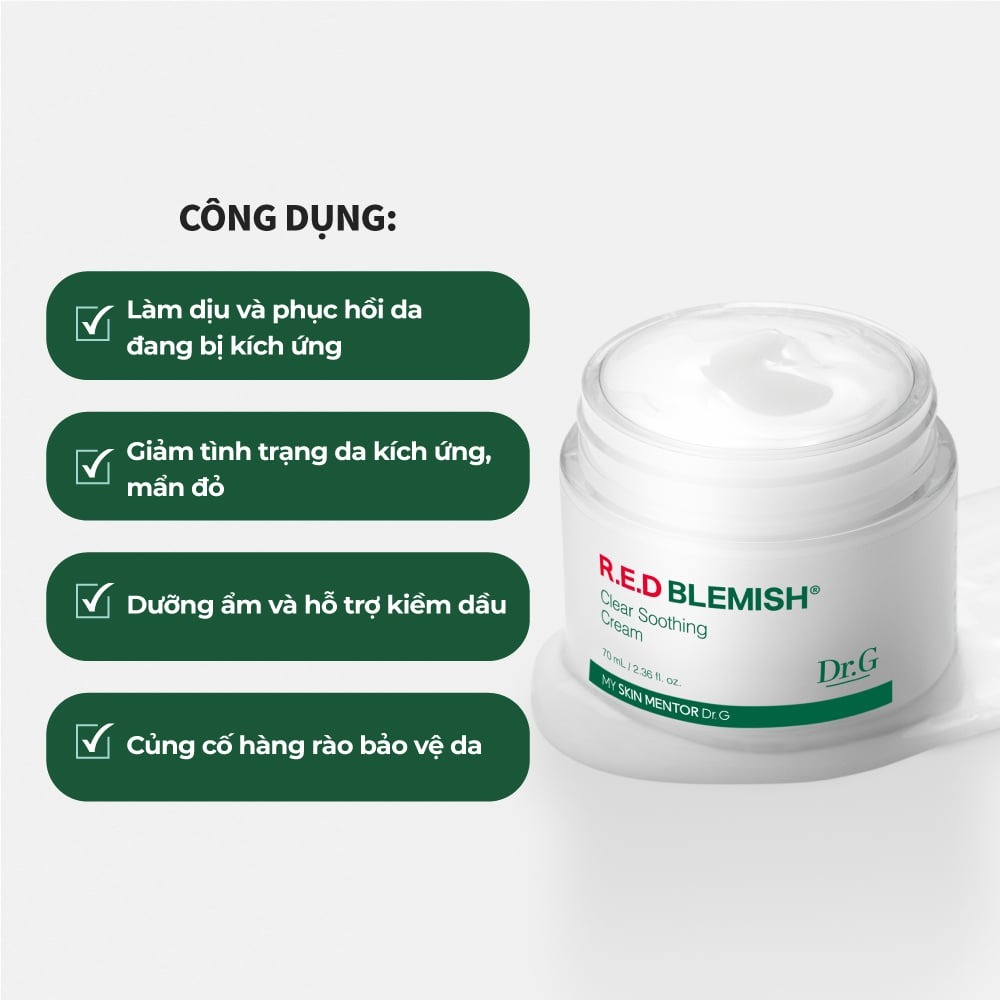 Kem dưỡng Dr.G DrG Red Blemish Clear Soothing Cream 70ml | Shopee Việt Nam