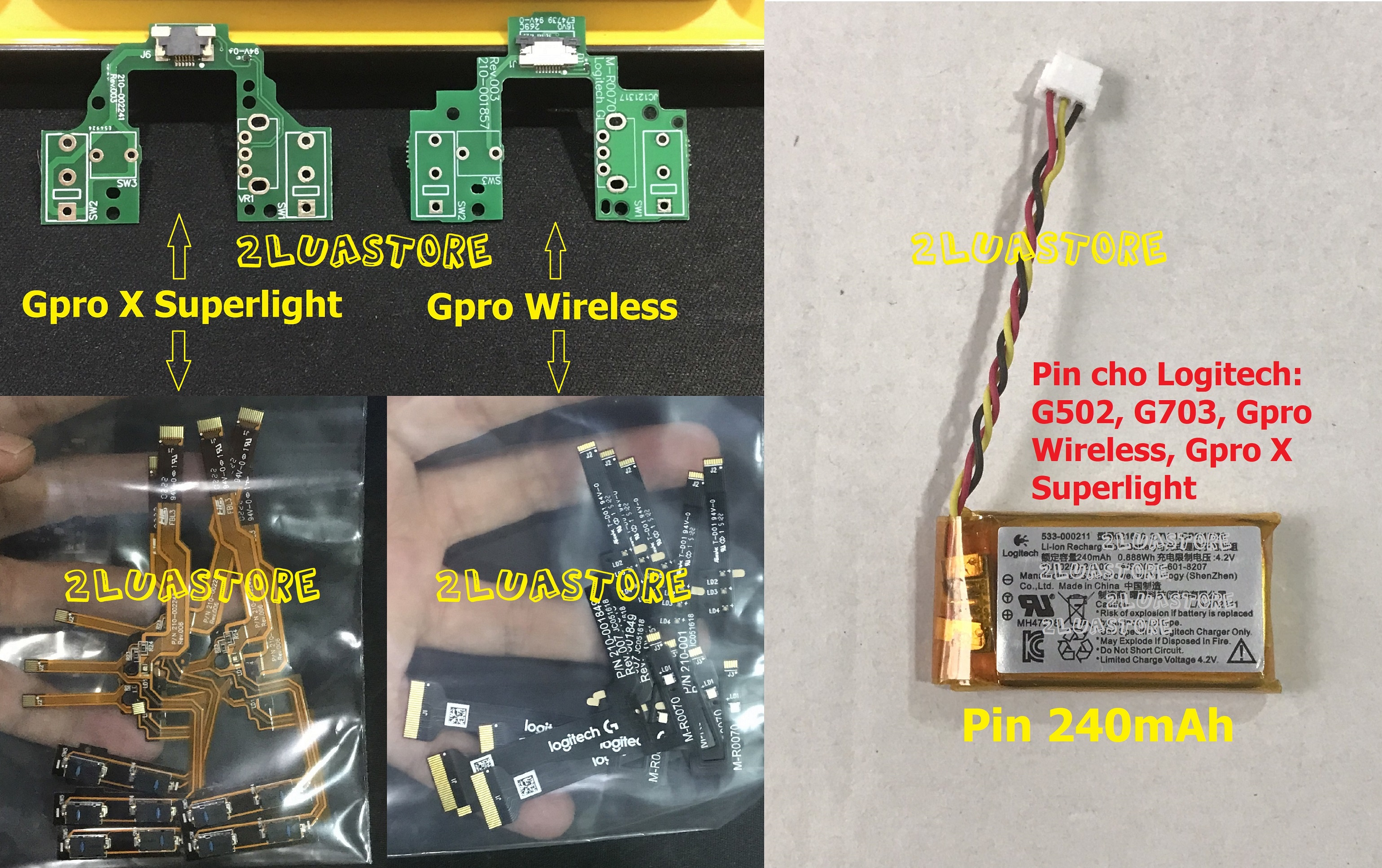 Cáp bo mạch Gpro X Superlight 2 Gpro Wireless Pin chuột Logitech Gpro ...