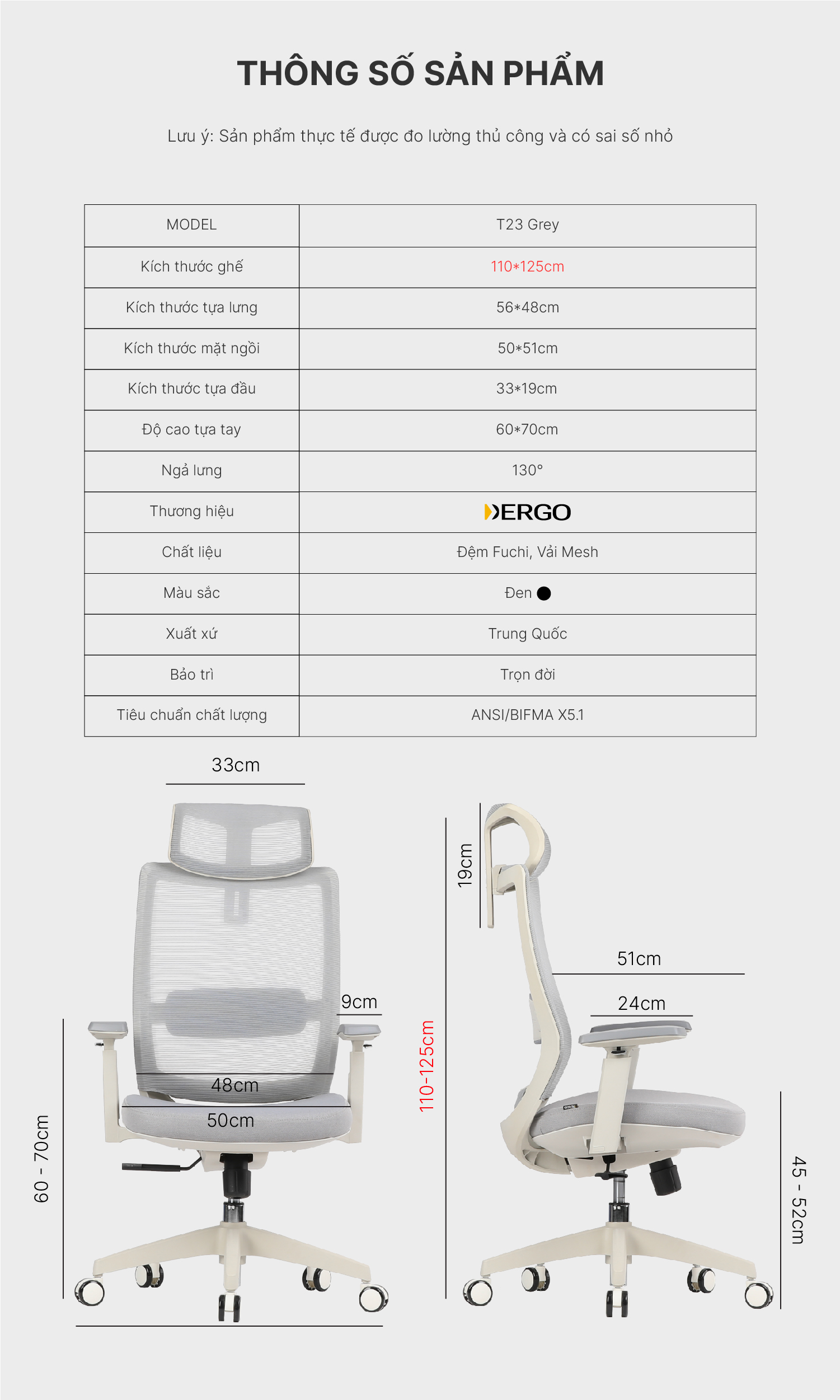 Ghế Văn Phòng DERGO T23 Ghế Công Thái Học Ergonomic Office Chair ...