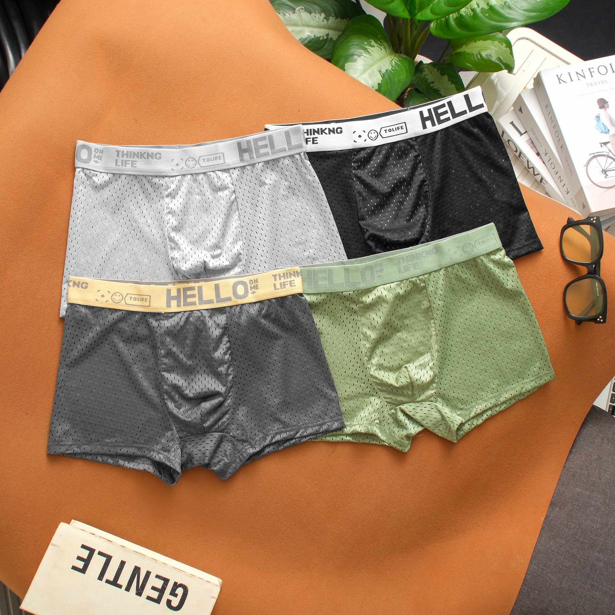 Sét 4 quần lót nam boxer sịp đùi vải thun lạnh thông hơi quần xì nam ...