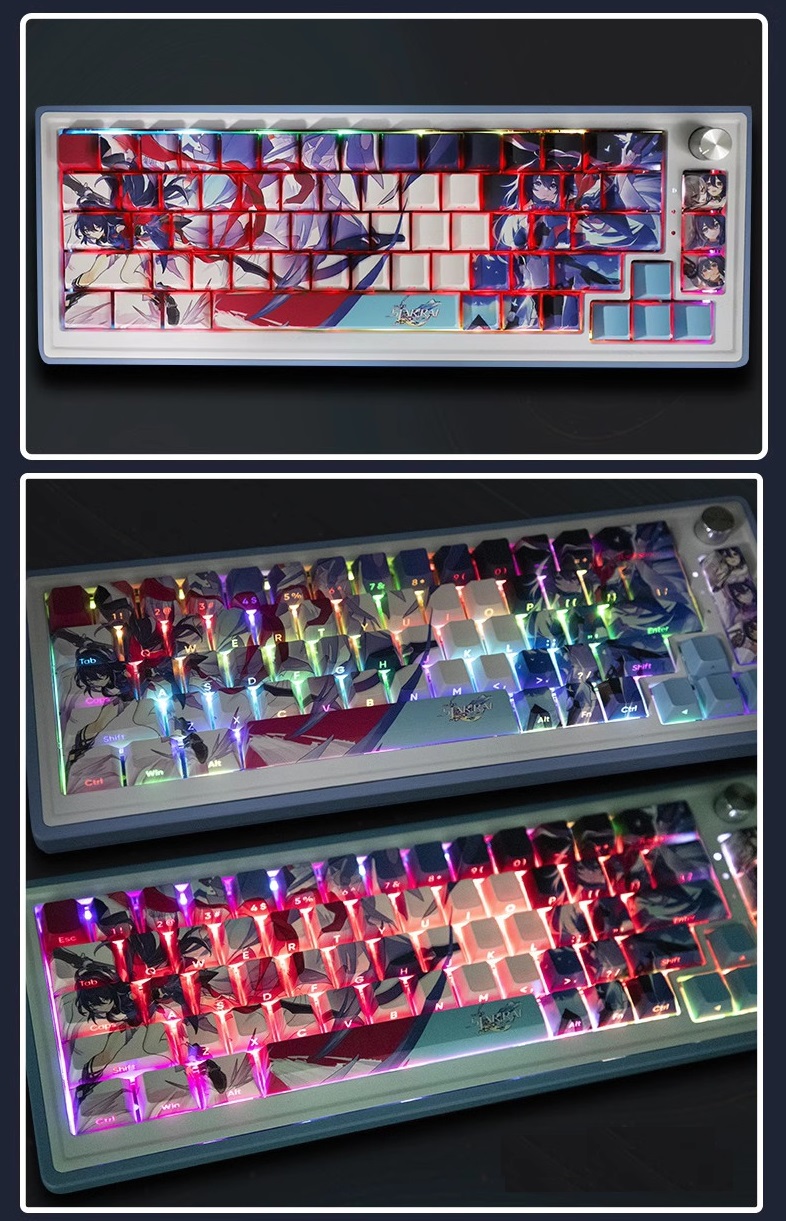 Keycap Honkai Impact 3 Elysia thick PBT ninja xuyên led in dyesub 5 mặt ...