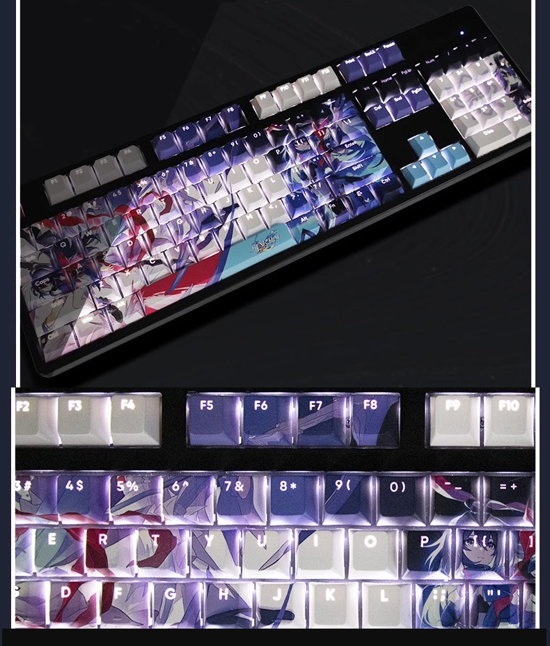 Keycap Honkai Impact 3 Elysia thick PBT ninja xuyên led in dyesub 5 mặt ...