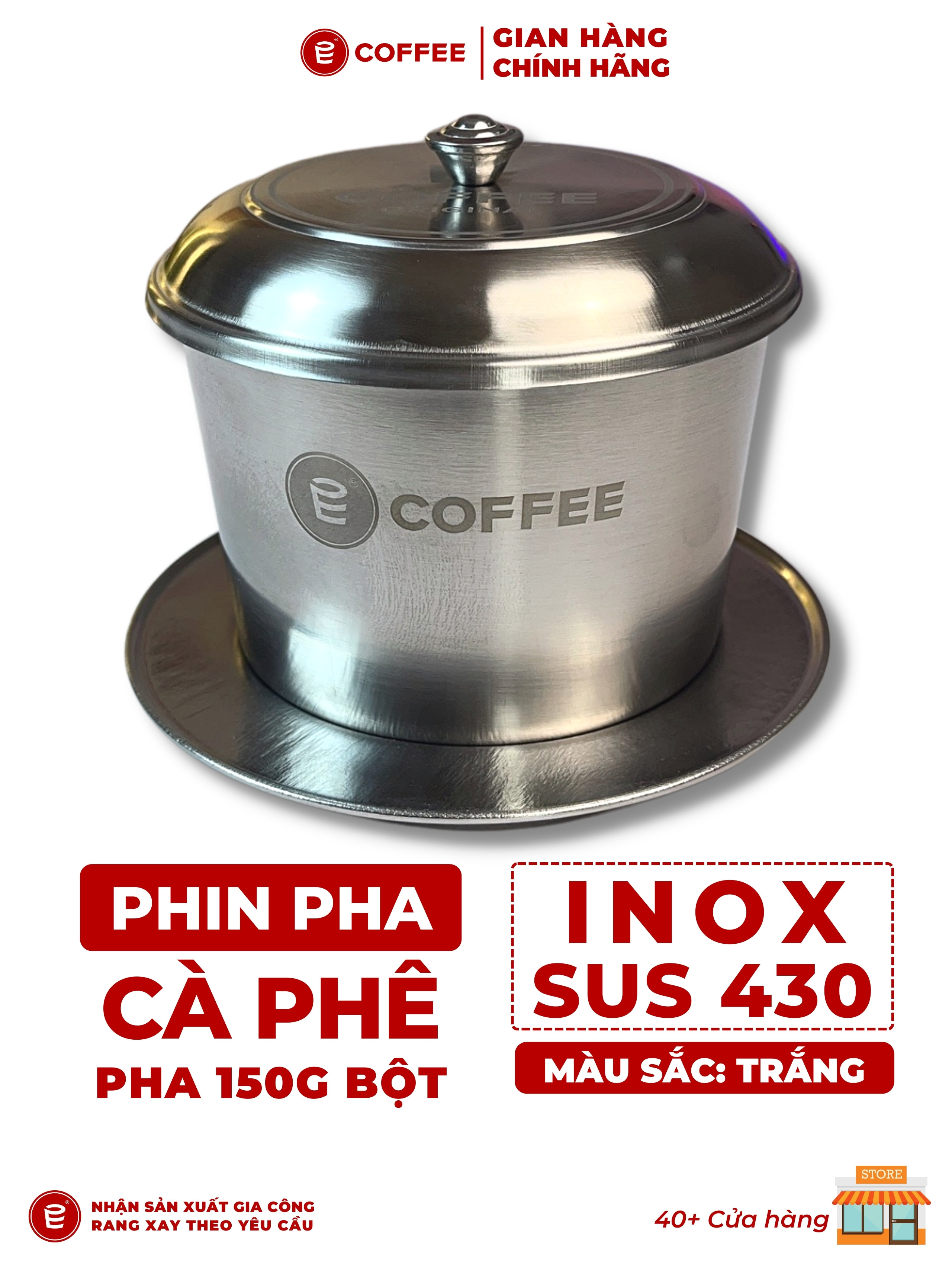 Phin pha cà phê inox cỡ lớn dùng cho quán cafe chất liệu thép SUS430 ...