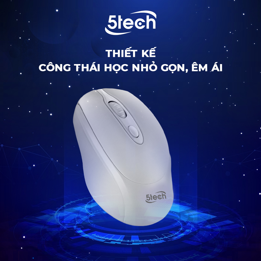 Chuột không dây 5TECH cho máy tính gaming sạc pin, siêu nhạy cho laptop, chất liệu nhựa ABS cao ...