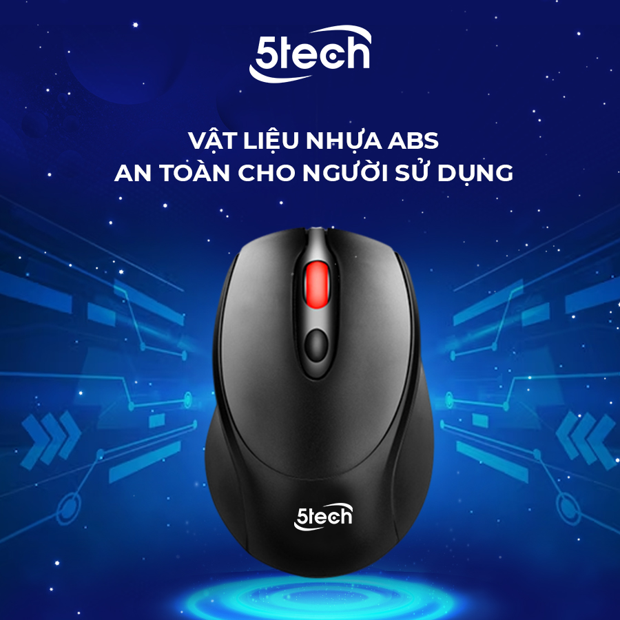 Chuột không dây 5TECH cho máy tính gaming sạc pin, siêu nhạy cho laptop, chất liệu nhựa ABS cao ...