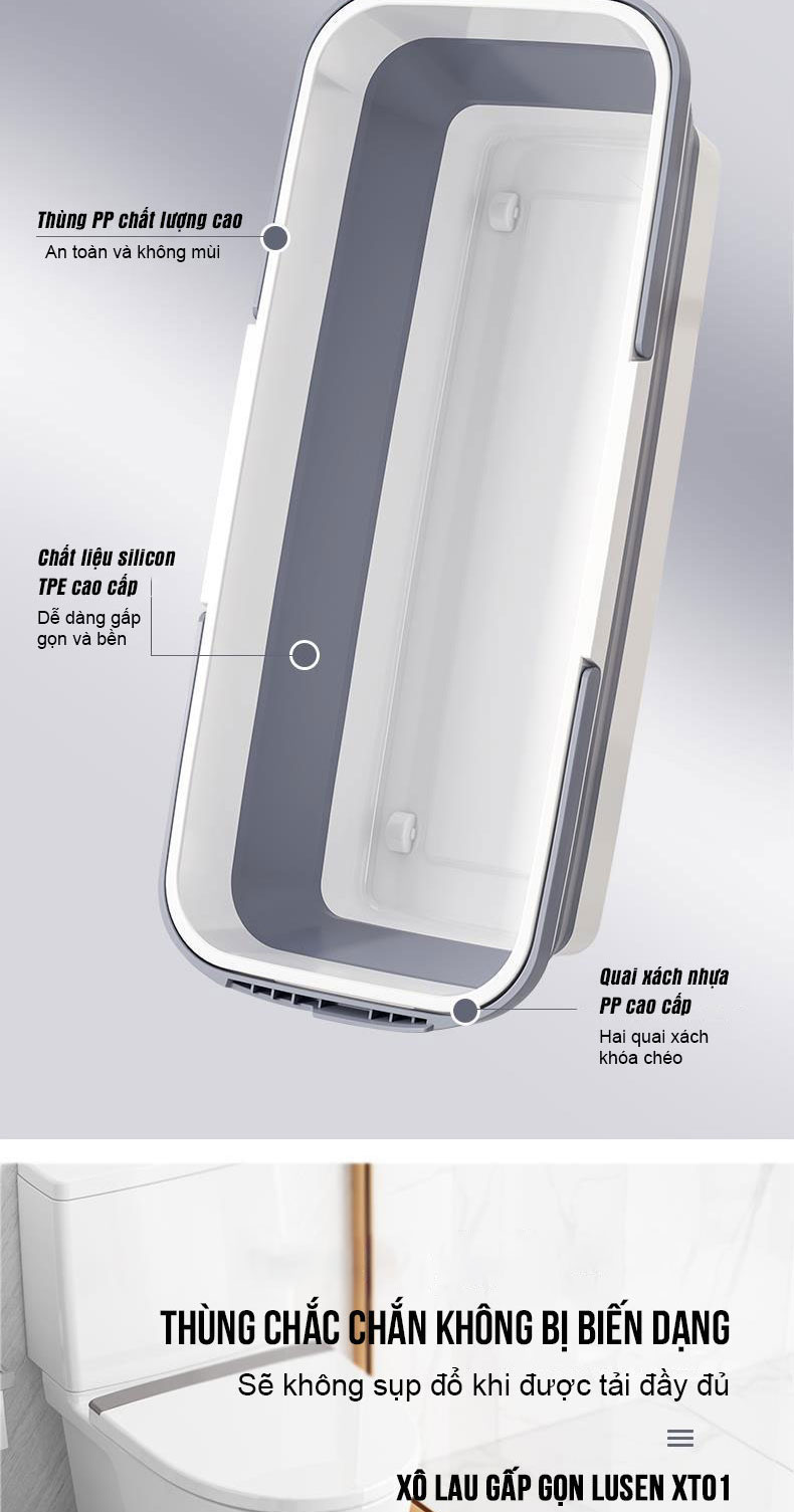 Xô đựng nước gấp gọn đa năng Lusen XT01, thiết kế thông minh vệ sinh ...