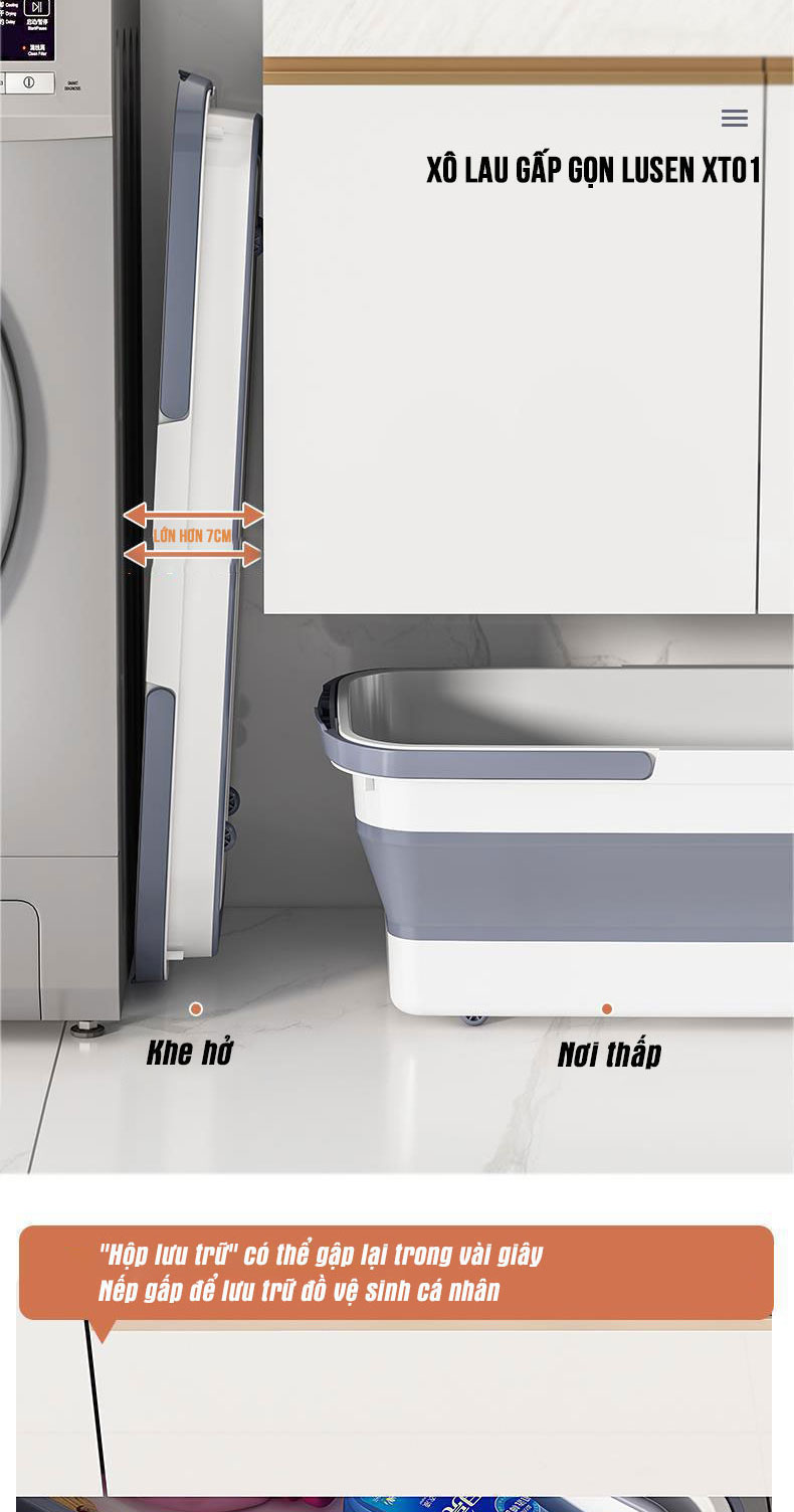 Xô đựng nước gấp gọn đa năng Lusen XT01, thiết kế thông minh vệ sinh ...