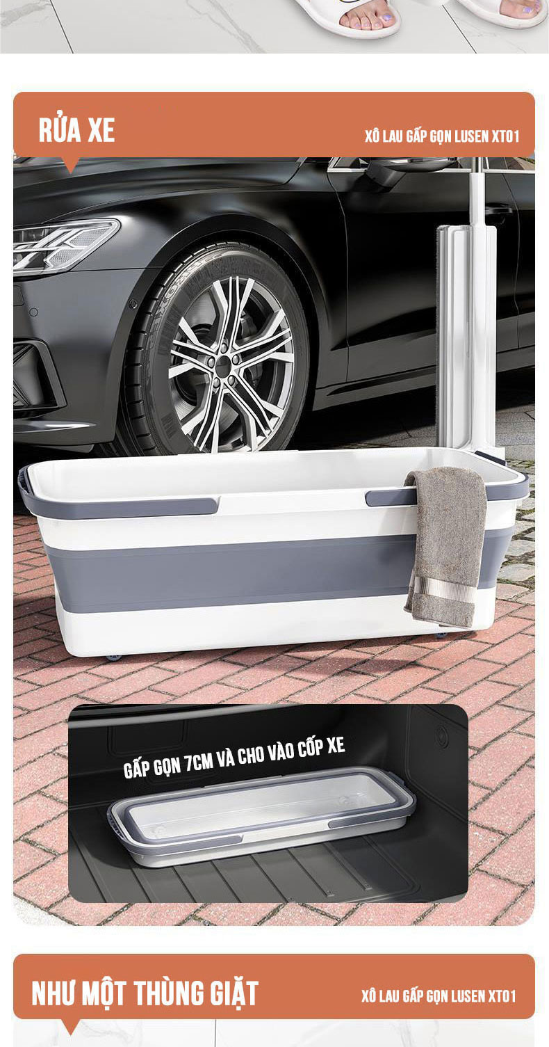 Xô đựng nước gấp gọn đa năng Lusen XT01, thiết kế thông minh vệ sinh ...