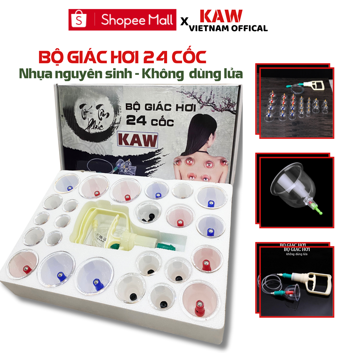 Giác hơi chân không KAW, Dụng Cụ Cạo Gió Giác Hơi Cầm Tay - Không Dùng Lửa, Nhựa Nguyên Sinh 24 ...