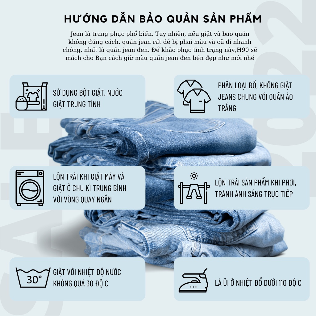 Quần Jean Nam H90 Dáng Suông Ống Đứng Unisex Chất Bò Không Co Giãn Cao ...
