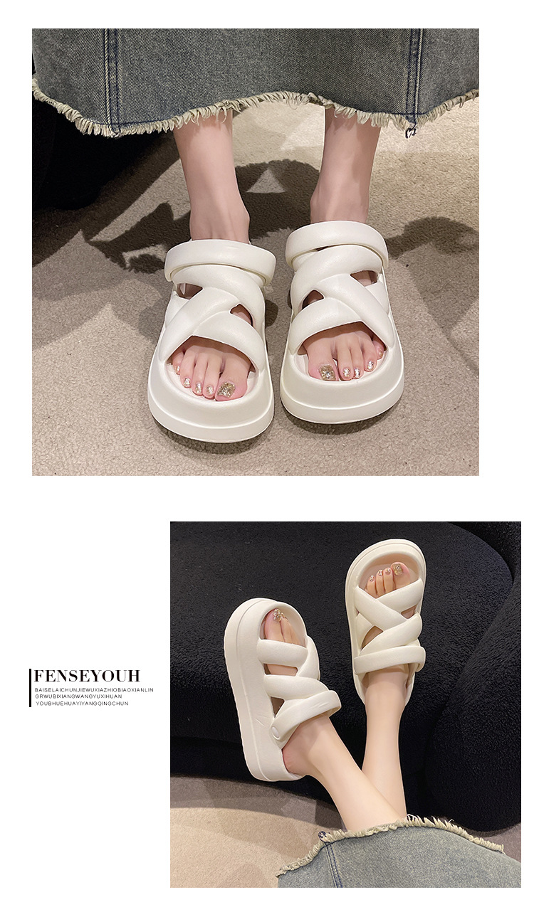 Dép quai hậu đế độn bánh mì bản dây quai chéo ZIZAC phong cách Hàn Quốc ...