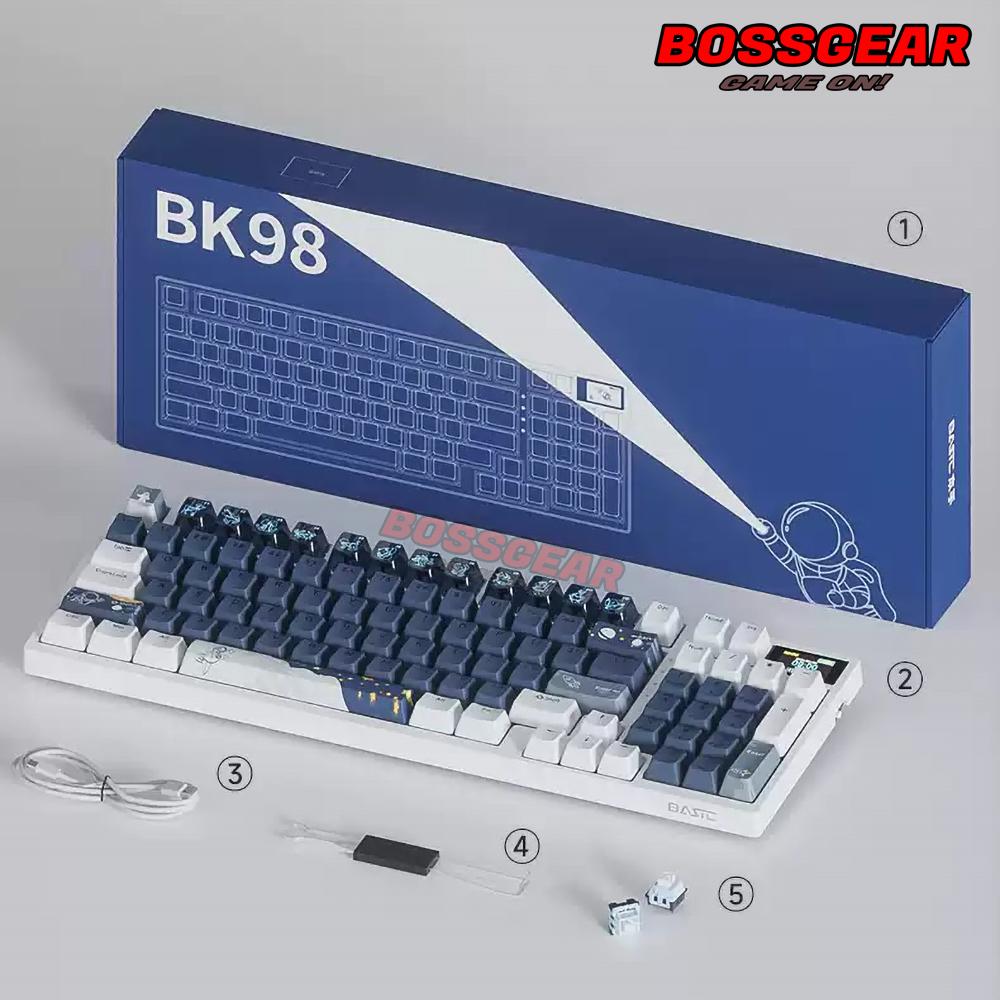 Bàn Phím Cơ Không Dây BASIC BK98 RGB Phiên Bản 3 Modes, Có Màn Hình Phụ ...