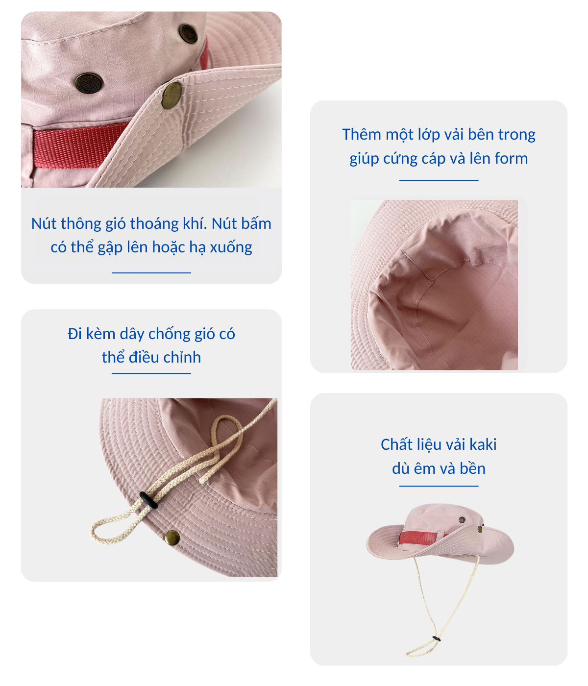 Mũ cao bồi nam nữ LOULI SAIGON chất liệu vải kaki cao cấp thiết kế tai ...