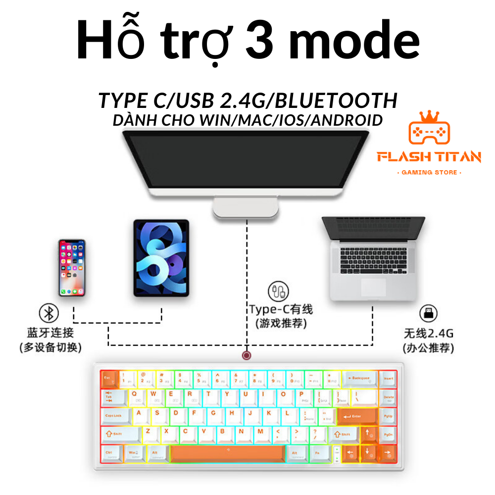 Bàn phím cơ MONKA 3067 Pro V2 - Hỗ trợ Hotswap - Mạch xuôi - Có app tùy ...