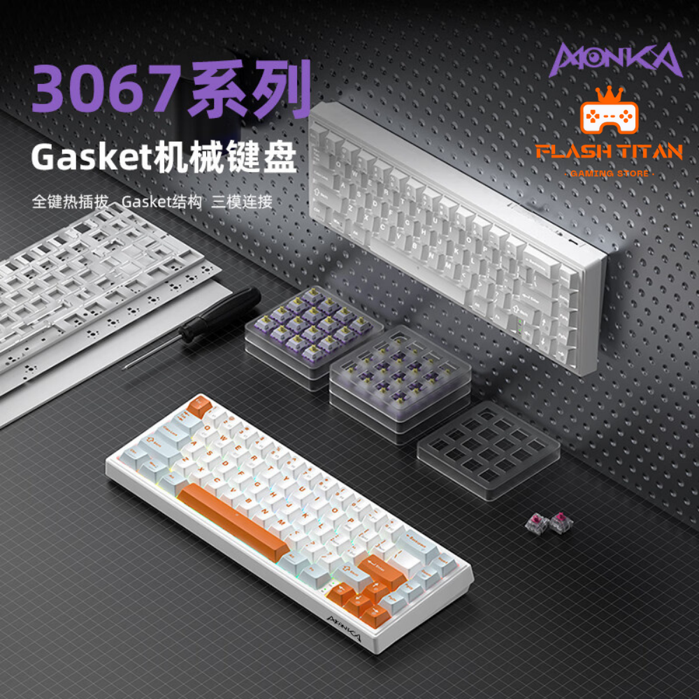 Bàn phím cơ MONKA 3067 Pro V2 - Hỗ trợ Hotswap - Mạch xuôi - Có app tùy ...