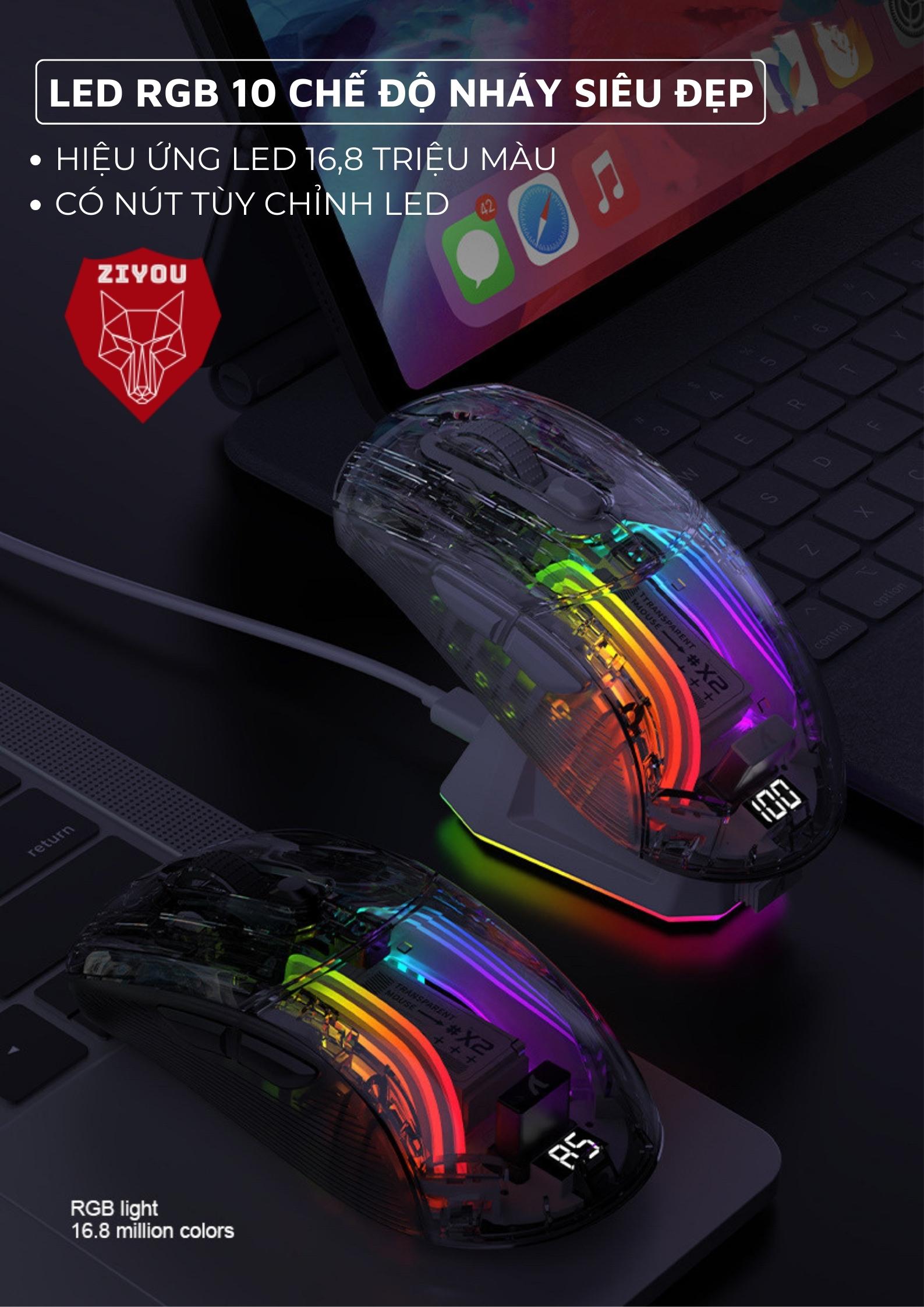Chuột Máy Tính Không Dây Bluetooth Ziyou X2 PRO VIP Mouse LED RGB cho ...