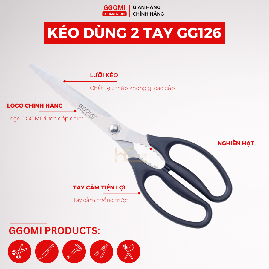 Kéo nhà bếp GGomi Hàn Quốc, nhiều loại, lưỡi kéo bằng thép không gỉ, tay cầm nhựa ABS | Shopee ...