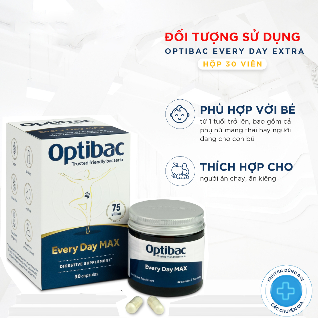 Viên men vi sinh Optibac Every Day MAX hỗ trợ sức khỏe tiêu hóa, giảm ...