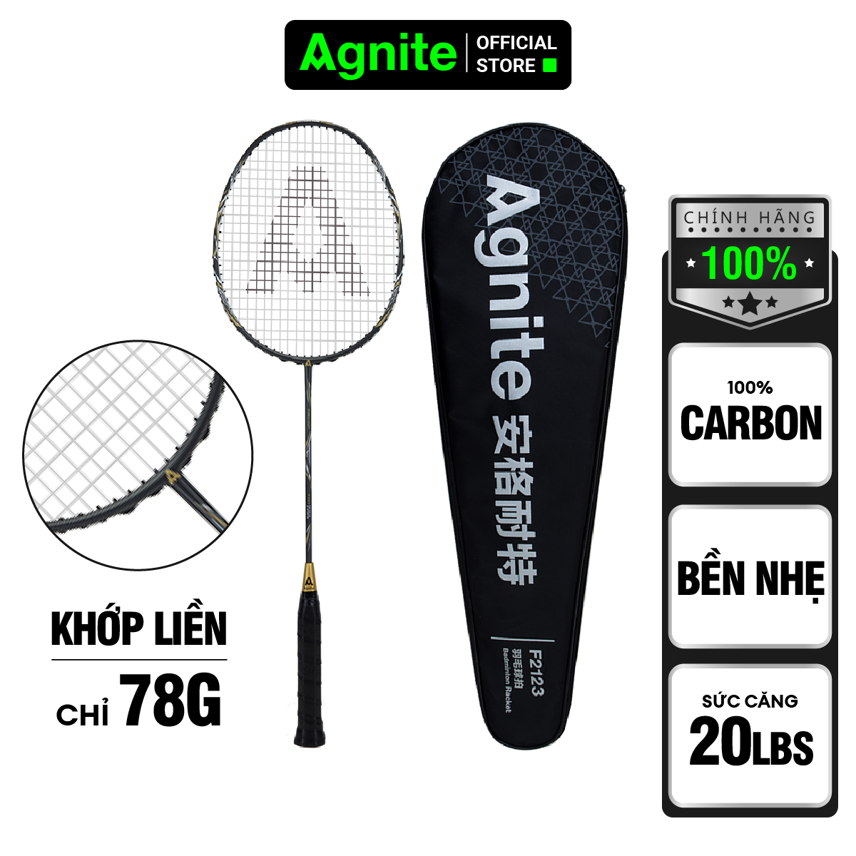 [CAO CẤP] Vợt cầu lông đơn cao cấp Agnite, vợt chơi chuyên nghiệp 100% ...