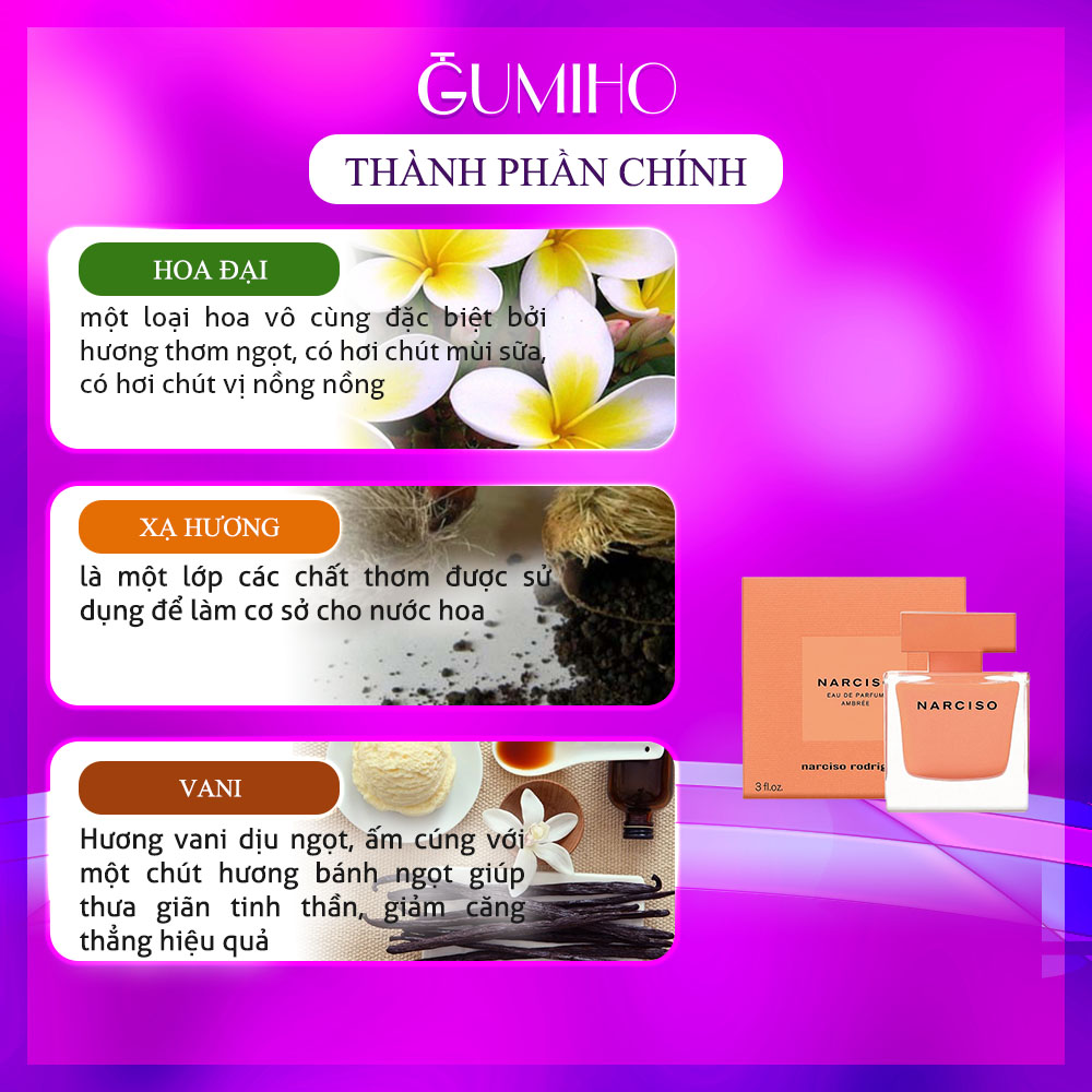 Nước Hoa Nữ Narciso Ambree Cam Lùn, Narciso Poudree Hồng Lùn, Narciso ...