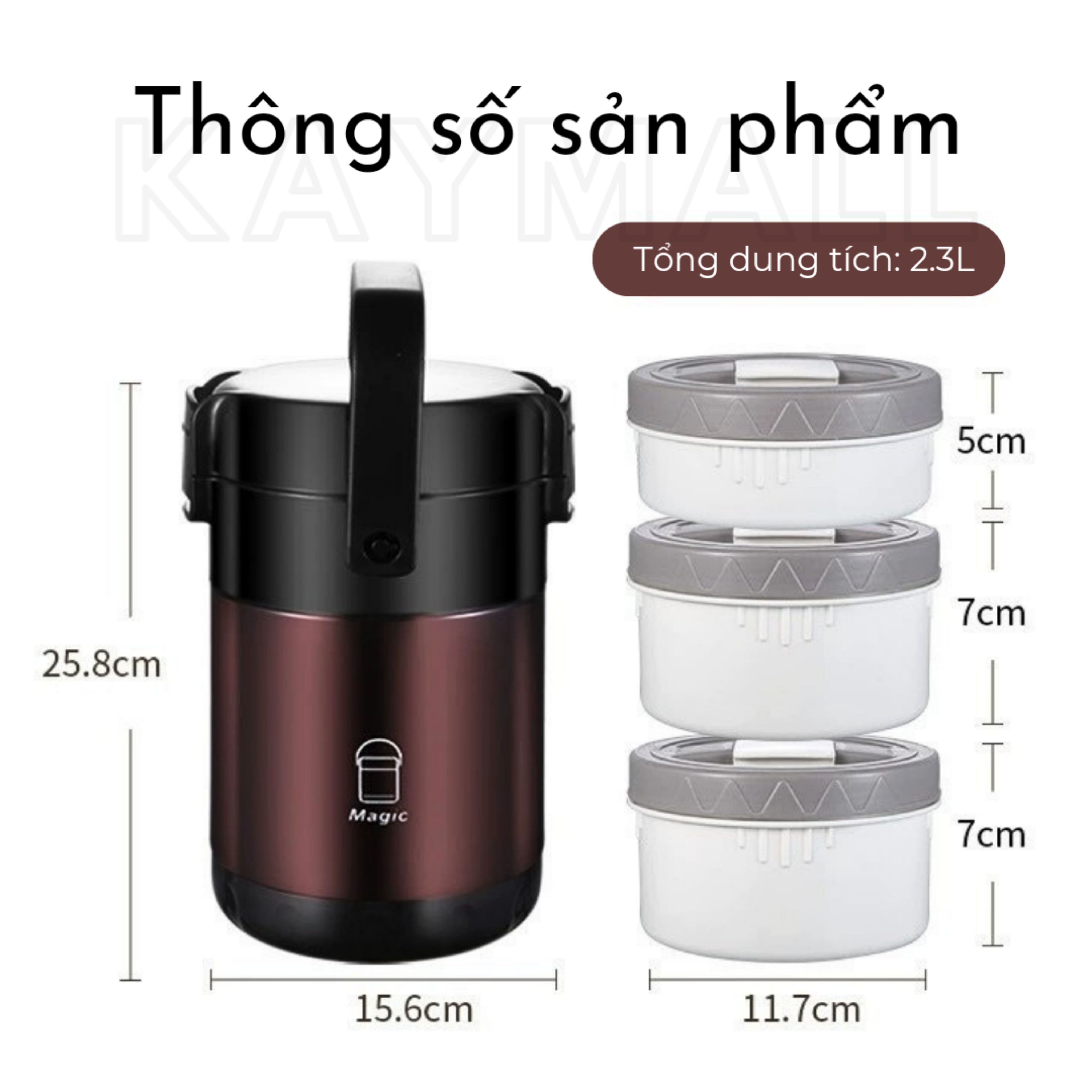 Bộ Hộp Cơm Giữ Nhiệt Cao Cấp Gồm 3 Hộp Inox 304, Cà Mên Văn Phòng Dung Tích 2300ml | Shopee Việt Nam