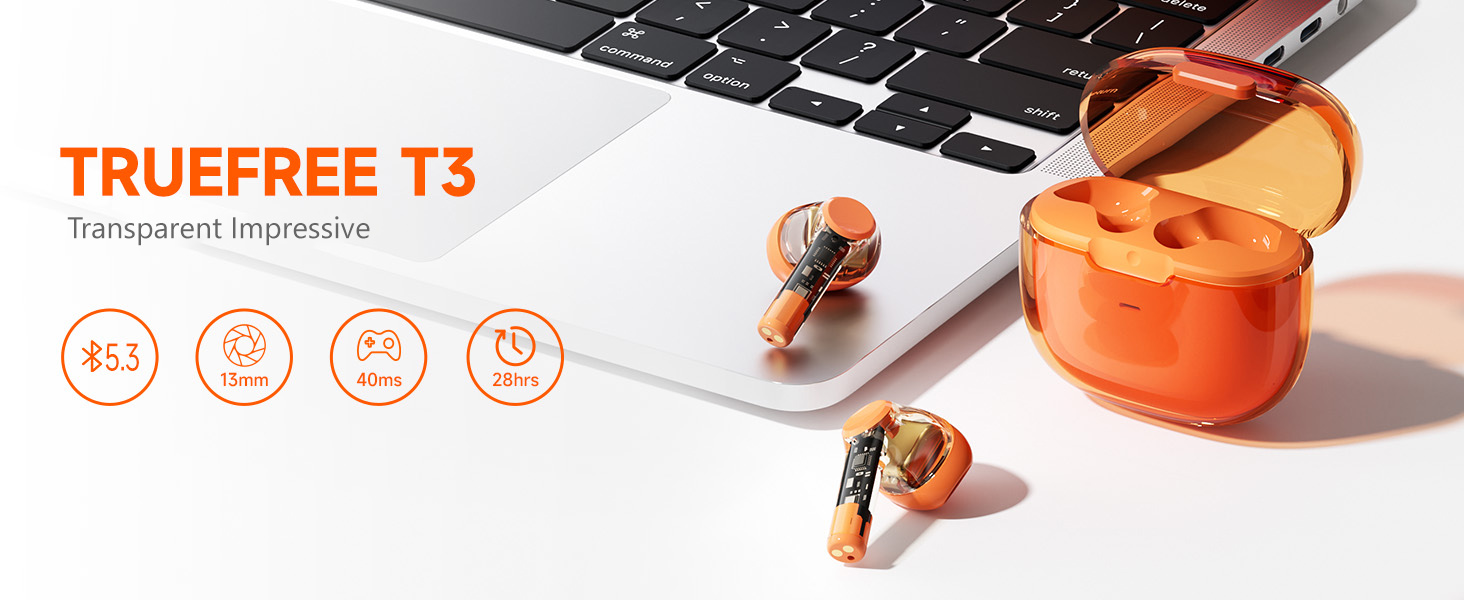 Tai nghe True Wireless Earbuds SoundPEATS TrueFree T3 Gamemode 40ms Trong Suốt Bluetooth 5.3 ...
