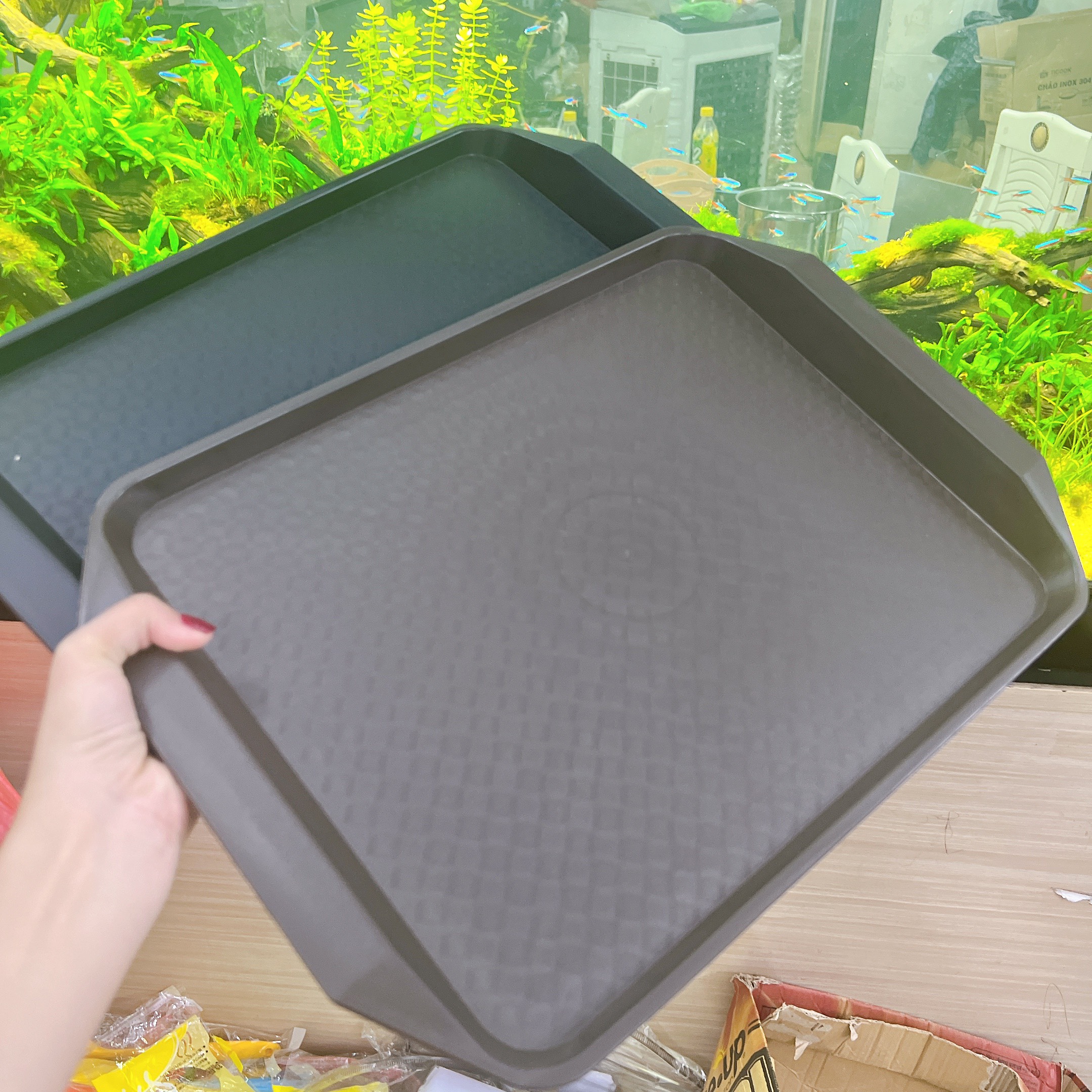 Khay nhựa bê đồ hình chữ nhật chống trượt 43 x 30 x 2(cm) - KHAY NHỰA PHỤC VỤ BƯNG BÊ THỨC ĂN ...