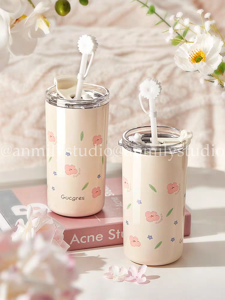 Ly giữ nhiệt GUCGRES 500ml hoa anh đào cute vật liệu sus316 an toàn có ...