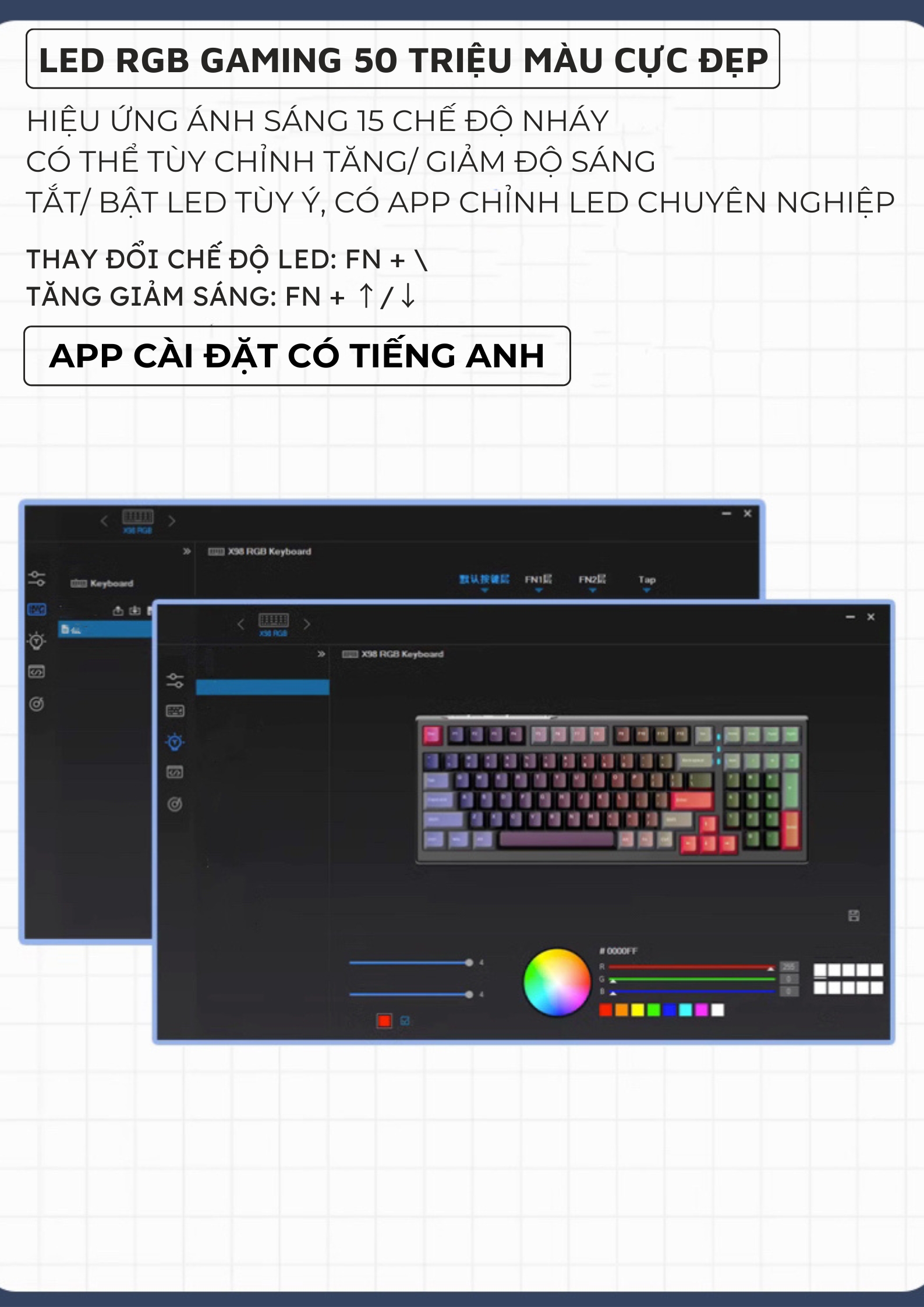 Bàn Phím Cơ Bluetooth Không Dây XM98 PRO V2 LED RGB Cao Cấp Hotswap 5 ...