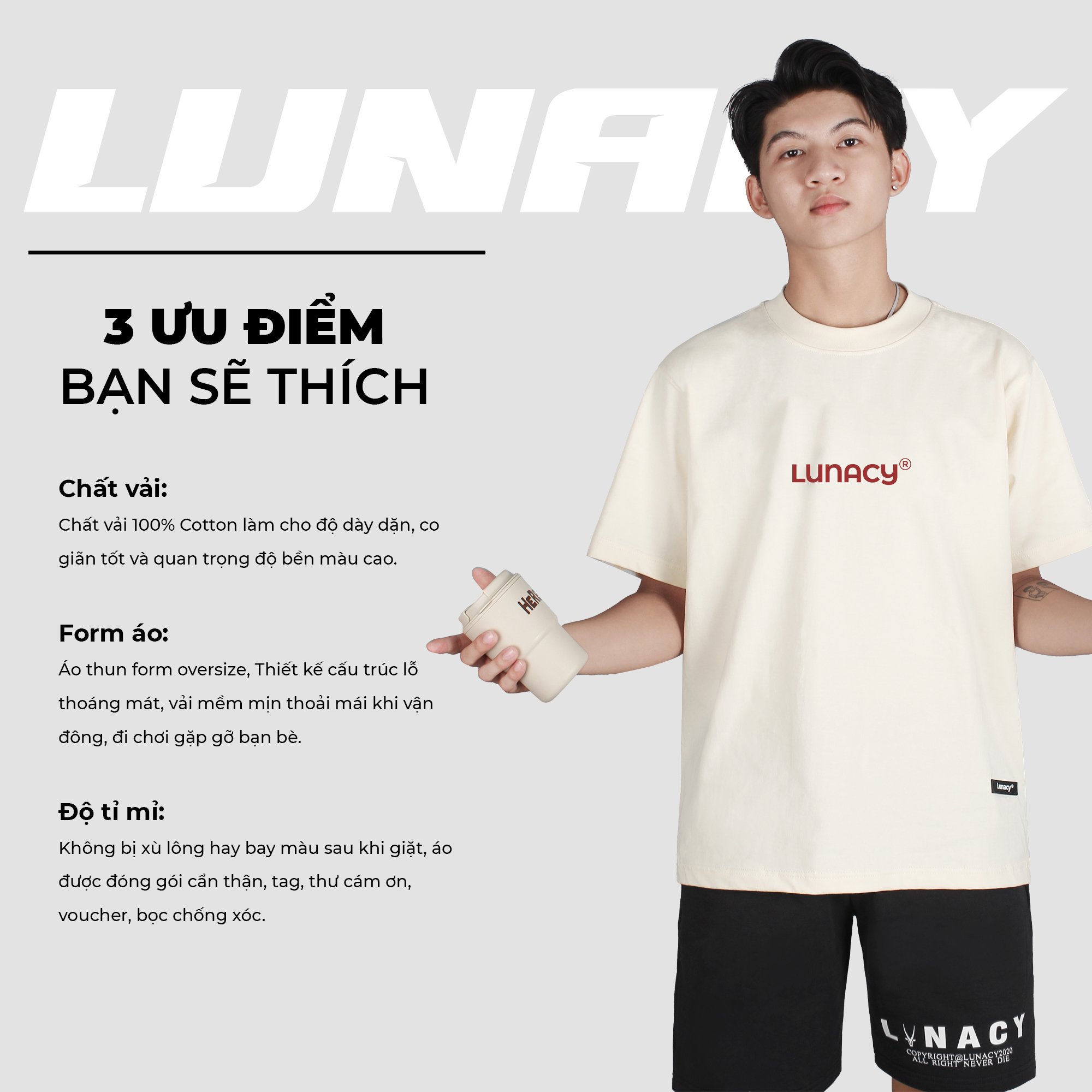 Áo Thun Local Brand Unisex LUNACY Premium 100% Cotton Basic Tee ...
