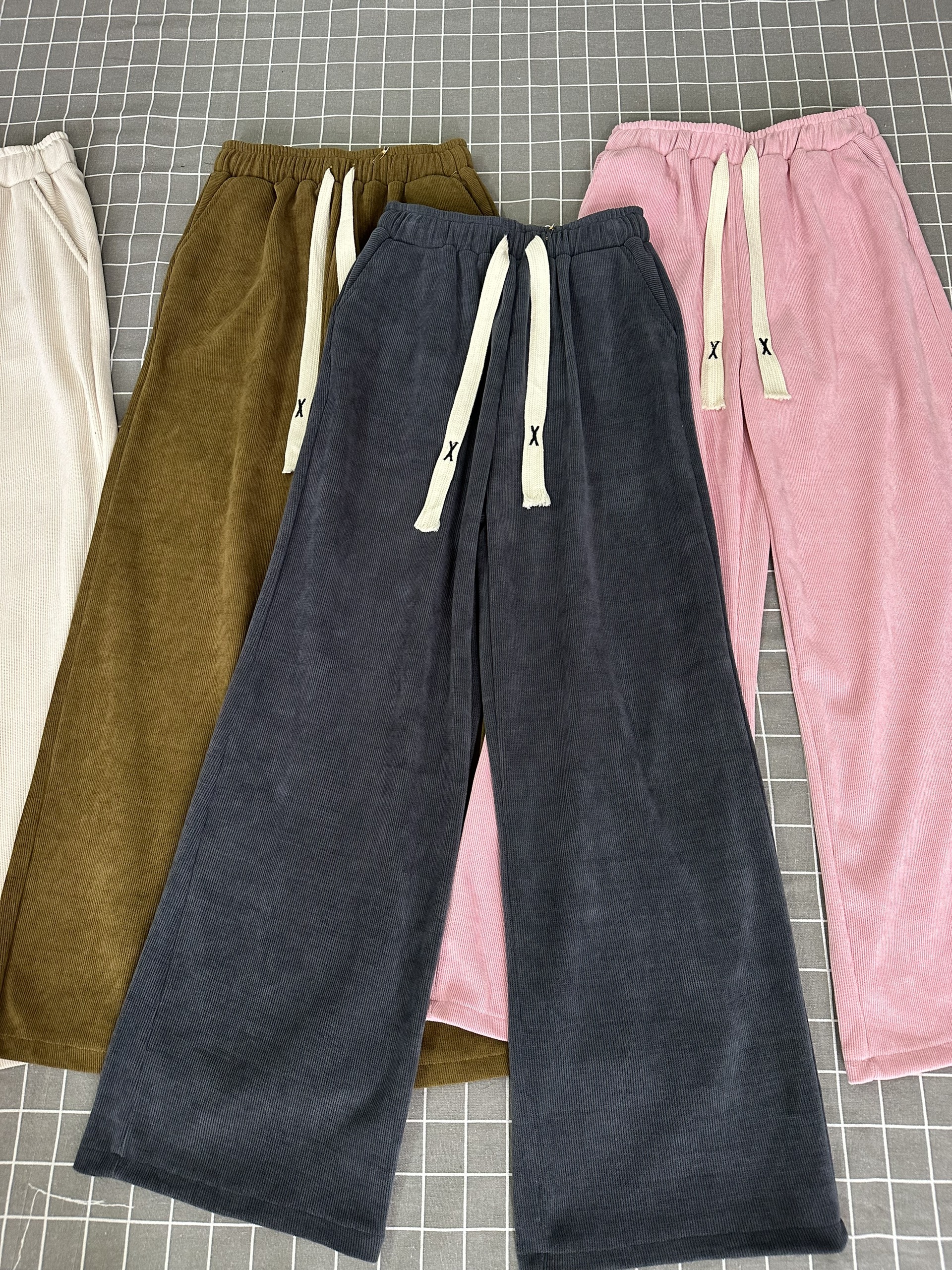 Quần nỉ nhung ống rộng hàng QC. dây chữ X to.Chất nỉ tàu cao cấp. cam ...