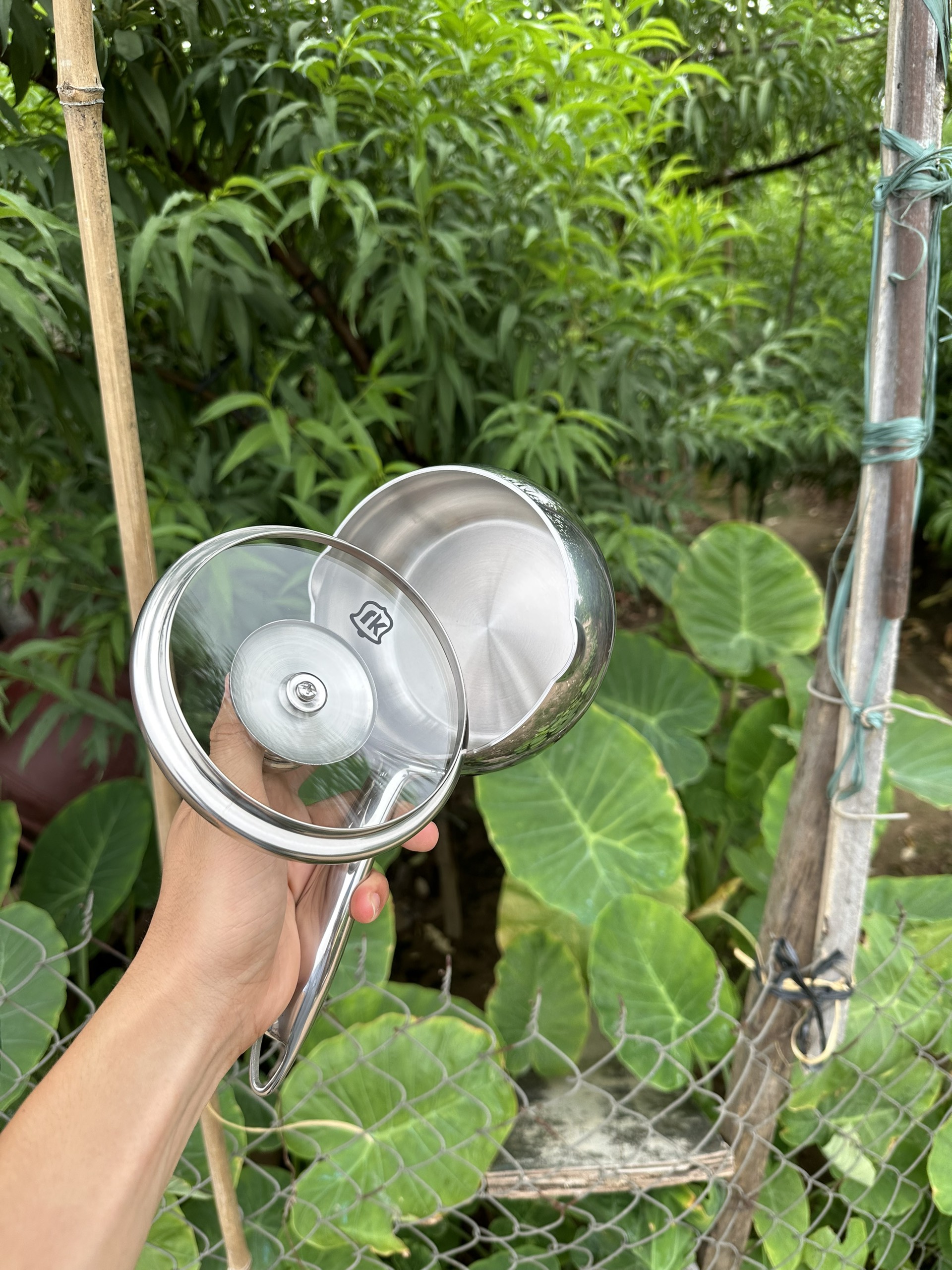 Quánh Lunkai 12cm có vòi rót đúc liền khối inox 316 Quánh nấu bột inox ...