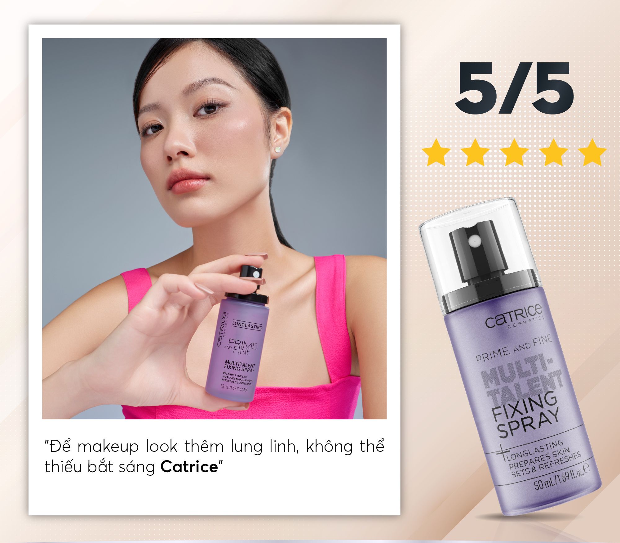 Xịt khóa nền Catrice Prime And Fine Multitalent Fixing Spray giúp da ...