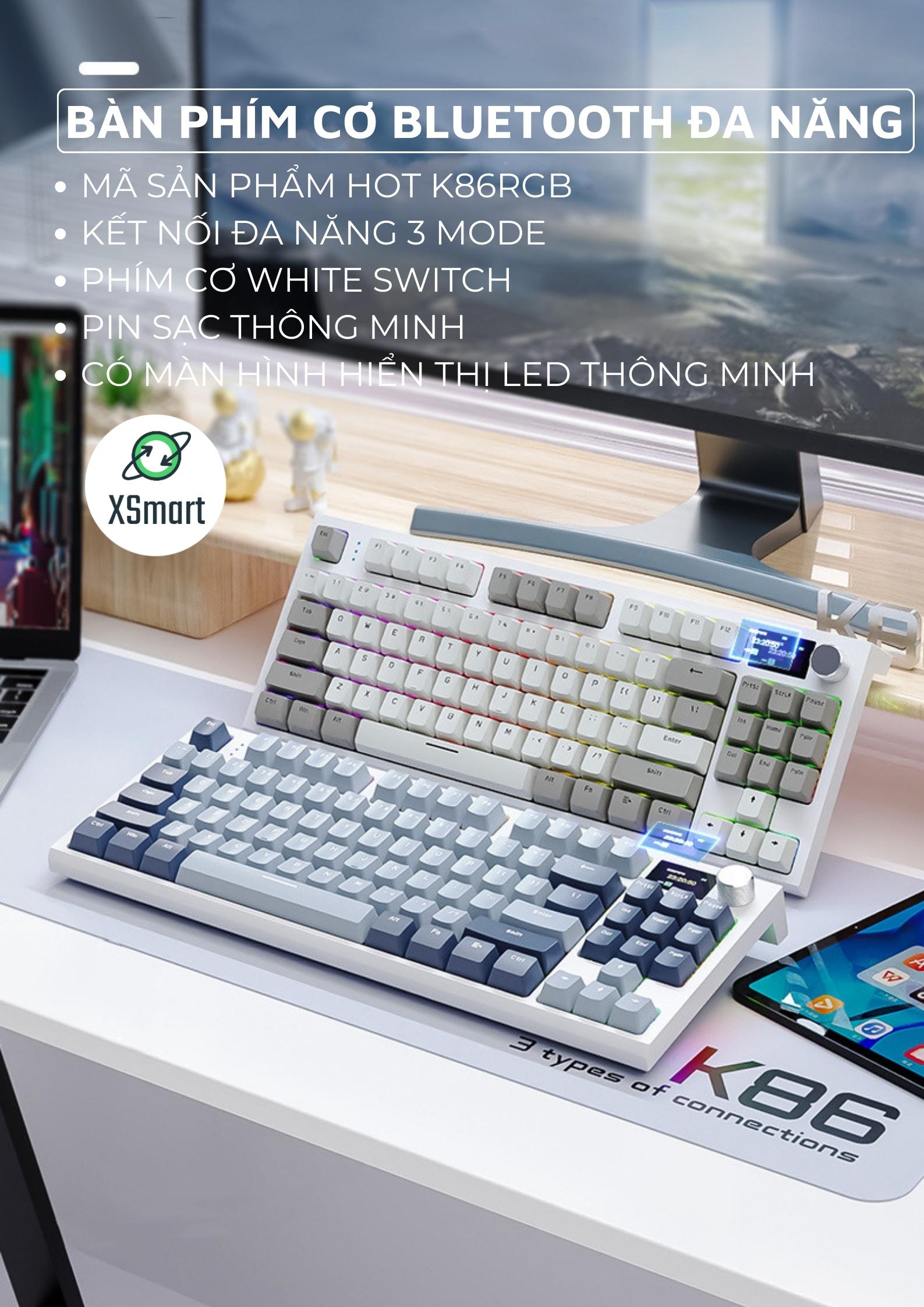 Bàn Phím Cơ Bluetooth Không Dây K86 RGB PRO VIP Có Màn Hình, App Tùy ...
