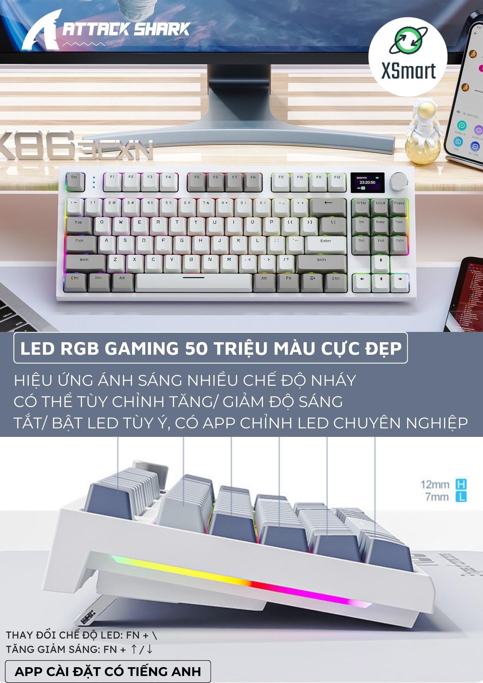 Bàn Phím Cơ Bluetooth Không Dây K86 RGB PRO VIP Có Màn Hình, App Tùy Chỉnh HOTSWAP 5 Pin, Lót ...