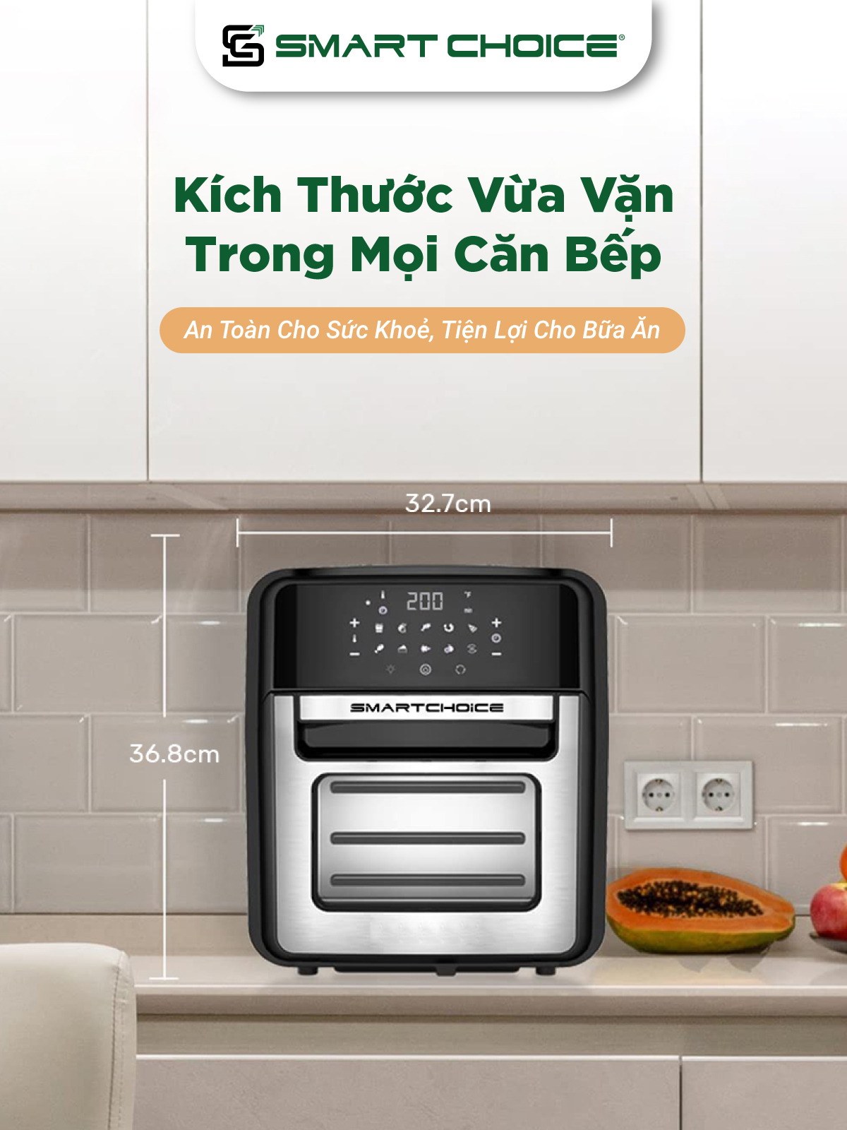 Nồi Chiên Không Dầu 12L SMARTCHOICE SCG-AFO12D Công Suất Mạnh 1800W ...