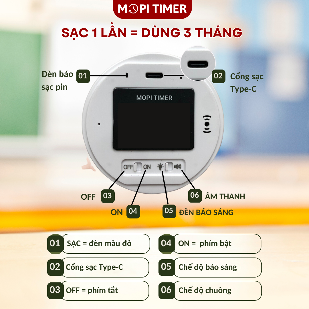 Đồng hồ đếm ngược Pomodoro học bài tập trung, Mopi timer MP038 quản lý ...
