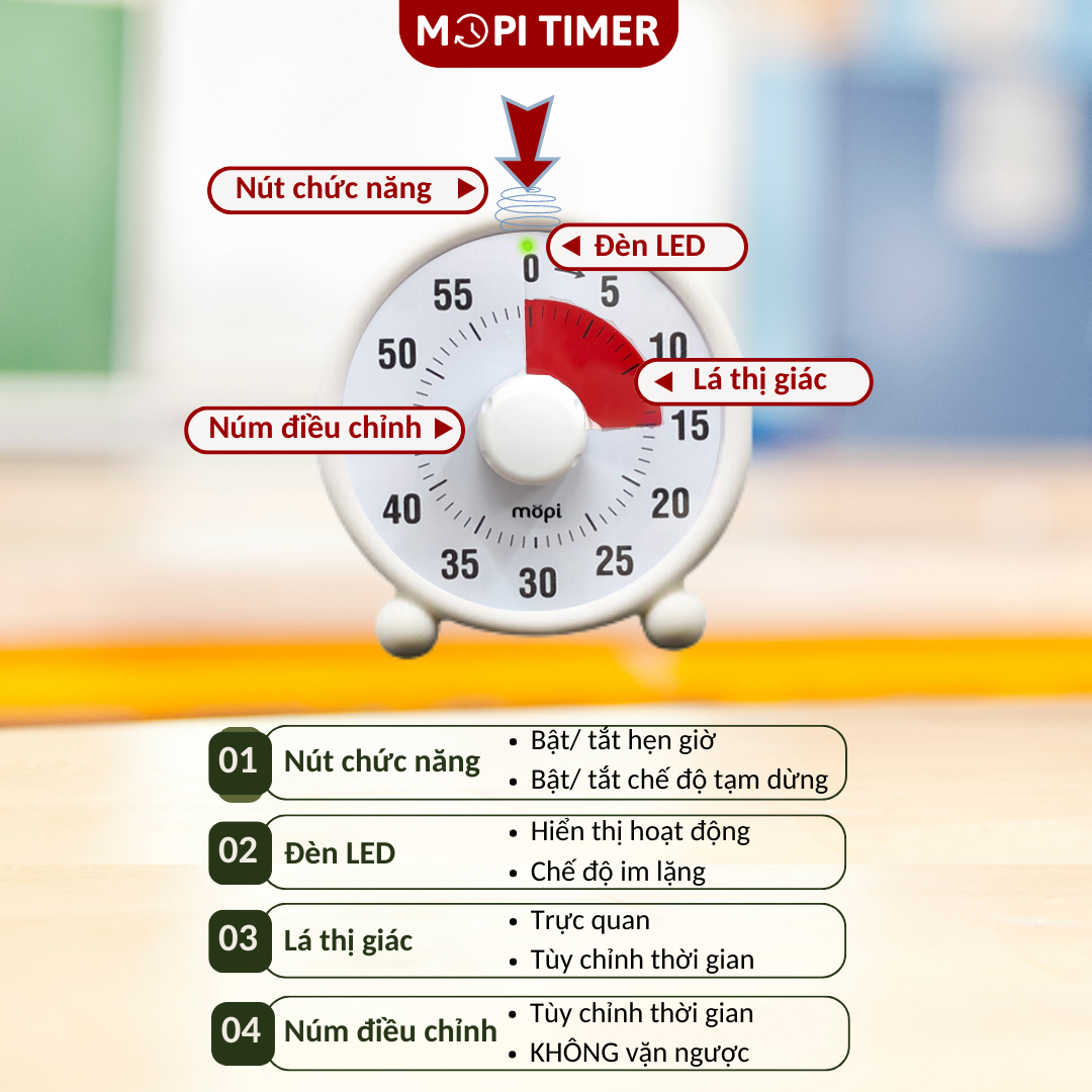Đồng hồ Pomodoro bấm giờ học tập, mopi timer MP038 đếm ngược tập trung ...