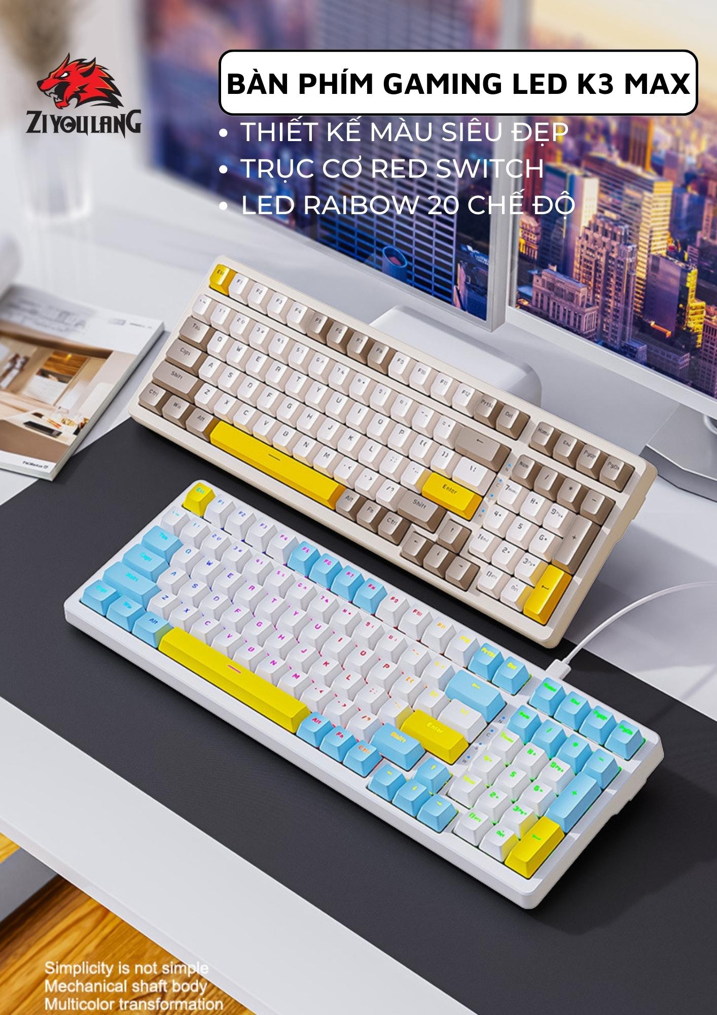 Bàn Phím CƠ Gaming LED ZiyouLang K3 Max Trục Cơ Red Switch Độ Bền Cao Phím Gõ Cực Đã | Shopee ...