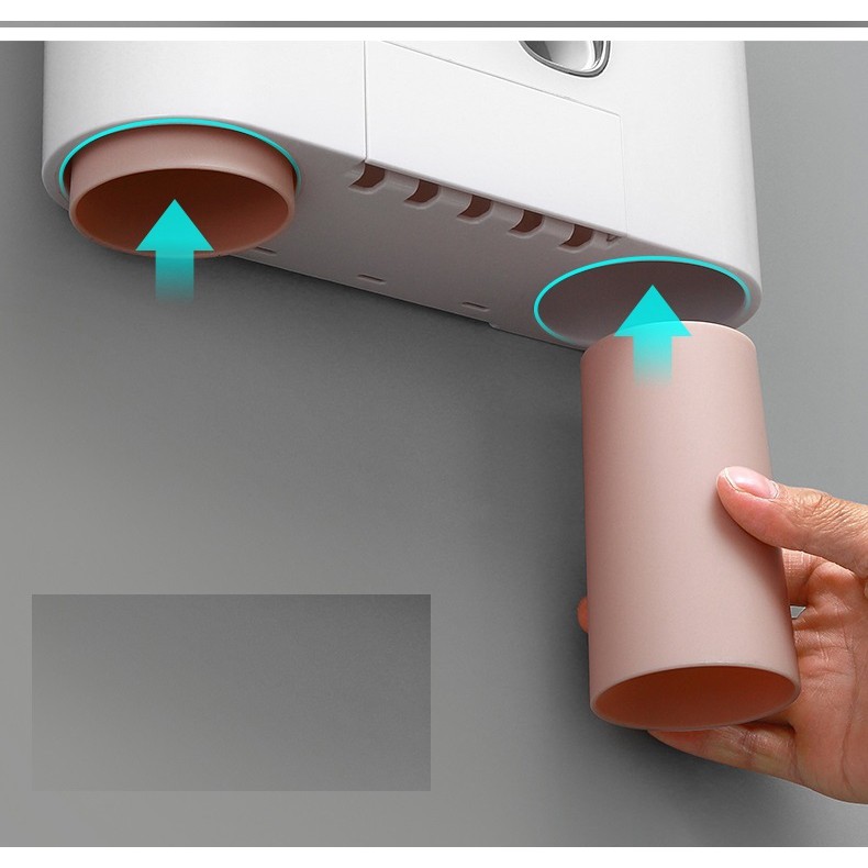 Bộ Nhả Kem Đánh Răng ECOCO 4 Cốc 2 Nhả Kem E1802, Kệ Để Bàn Chải Dán Tường Cao Cấp, Nhựa ABS ...