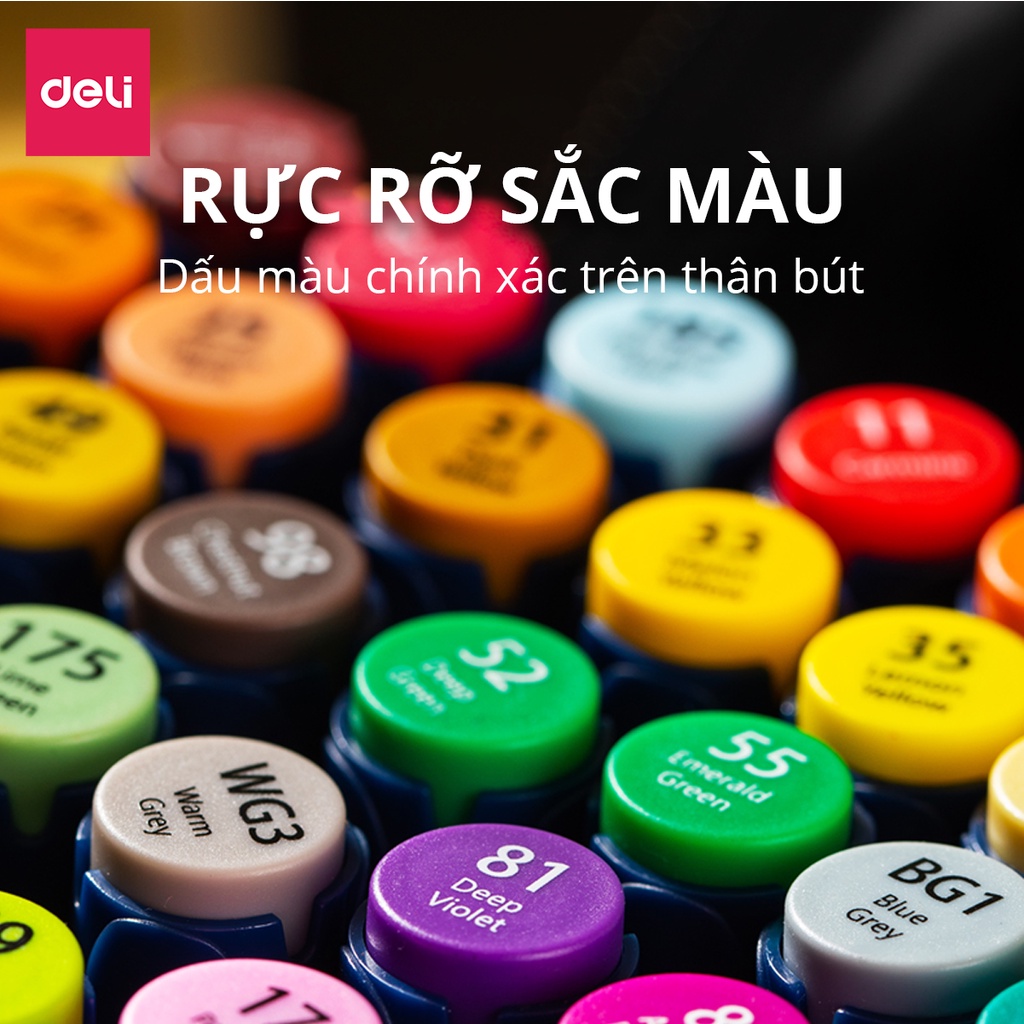 Bút Dạ Màu Marker 2 Đầu Chuyên Nghiệp Deli - Kèm Túi Vải, Khay Đựng ...