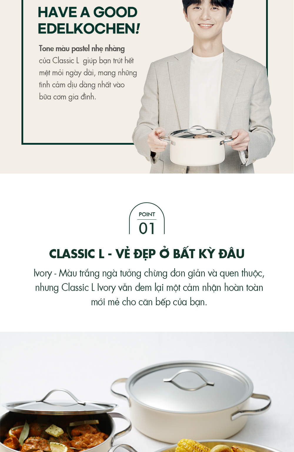 Nồi inox cán dài, quánh 3 lớp nguyên khối Edelkochen Classic L ...