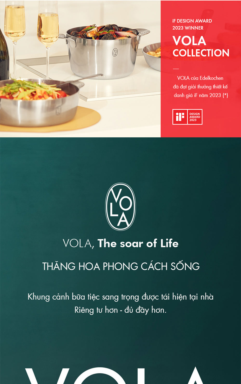 Nồi inox 316 cán dài, quánh 5 lớp nguyên khối cao cấp Edelkochen Vola ...