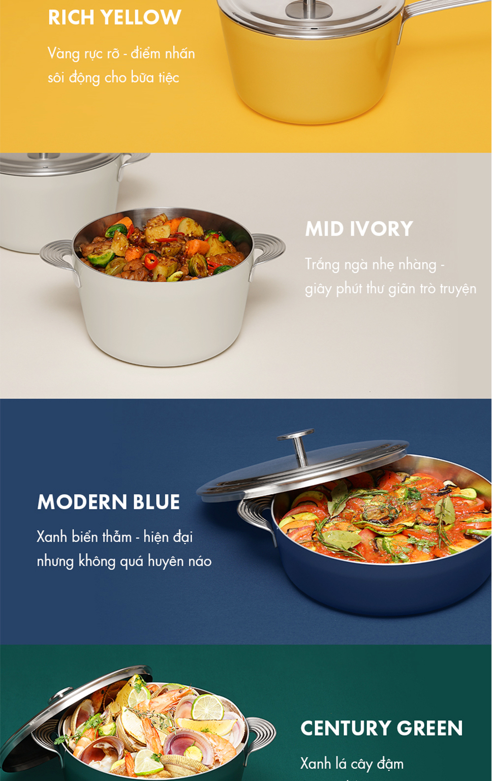 Nồi inox 316 cán dài, quánh 5 lớp nguyên khối cao cấp Edelkochen Vola ...